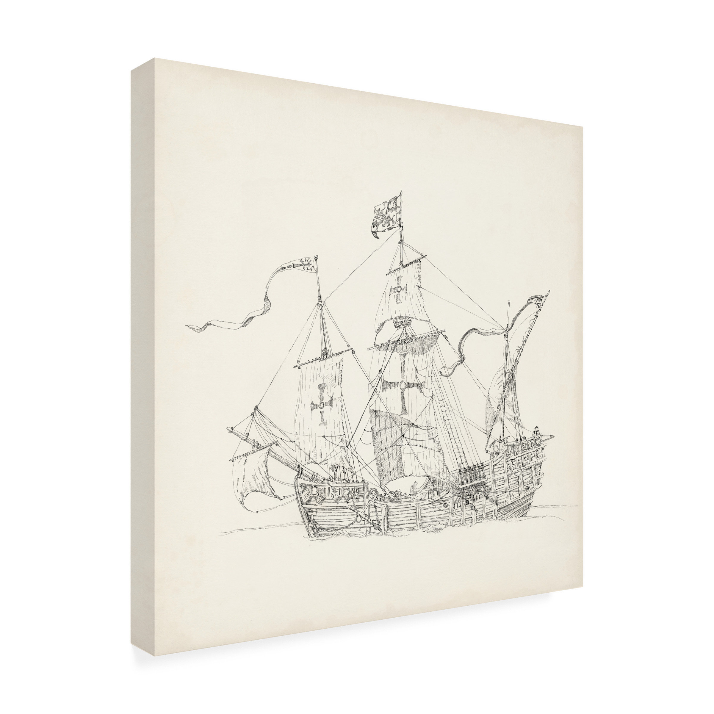 Trademark Fine Art Richard Foust 'Antique Ship Sketch VI' Canvas Art ...