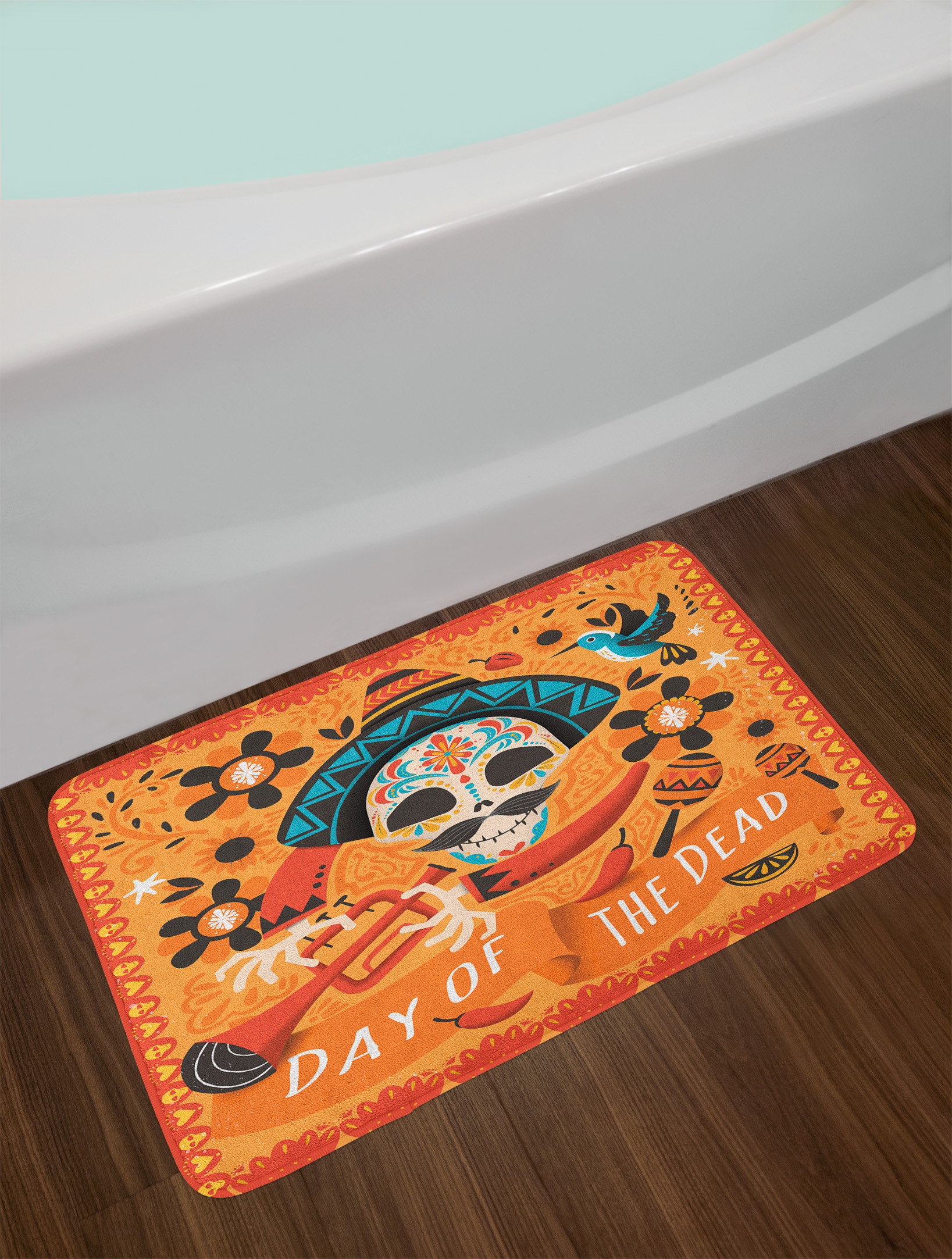 East Urban Home Sugar Skull Plush Bath Mat, Trumpet Player, 30.2"x20 ...