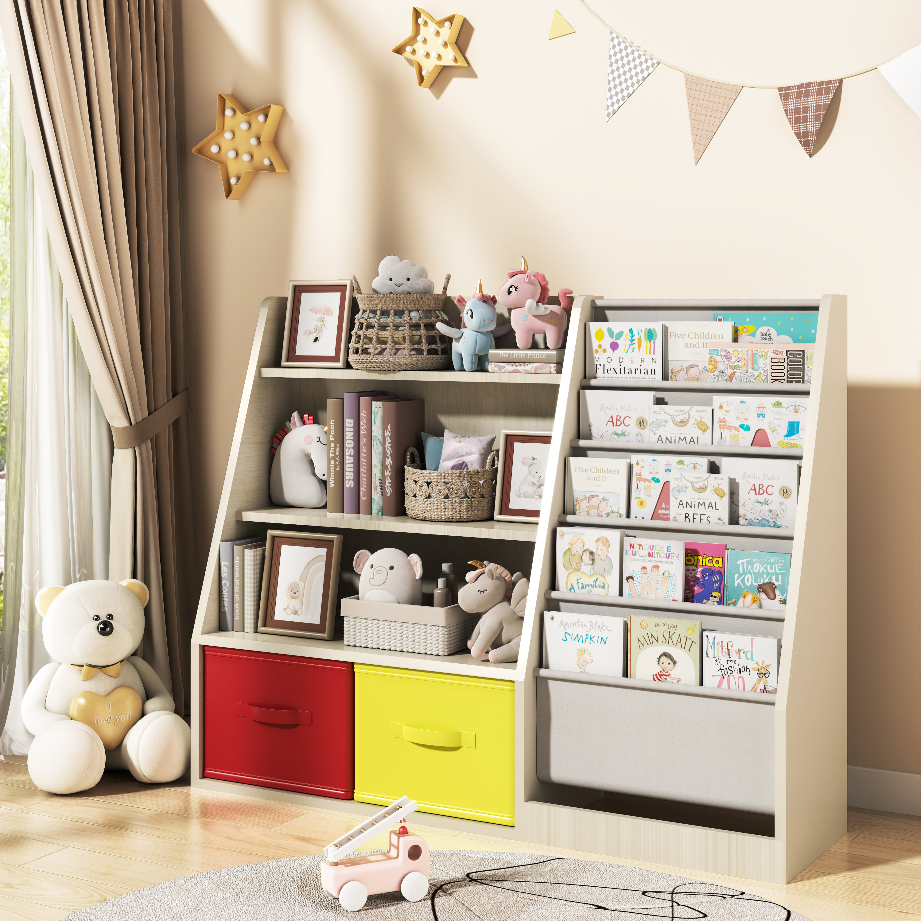 Isabelle & Max™ Kids Bookcase Storage Book Rack With 2 Toy Organizer ...