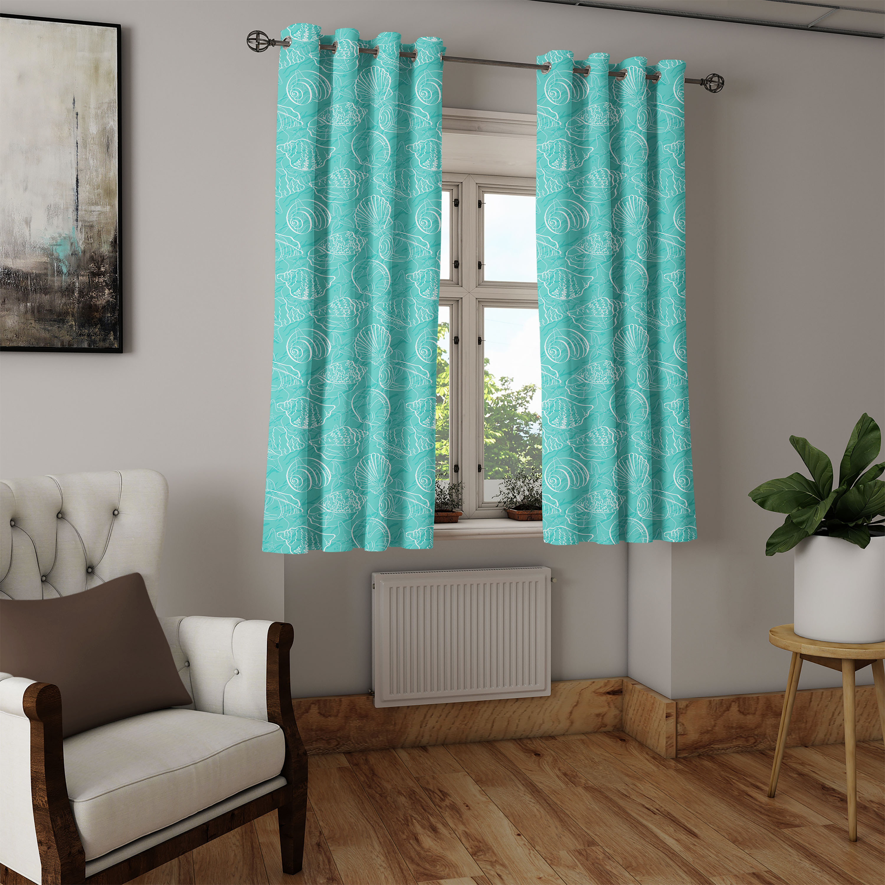 East Urban Home Sea Shells Grommet Curtain 2-Panel Window Drapes, 50 ...