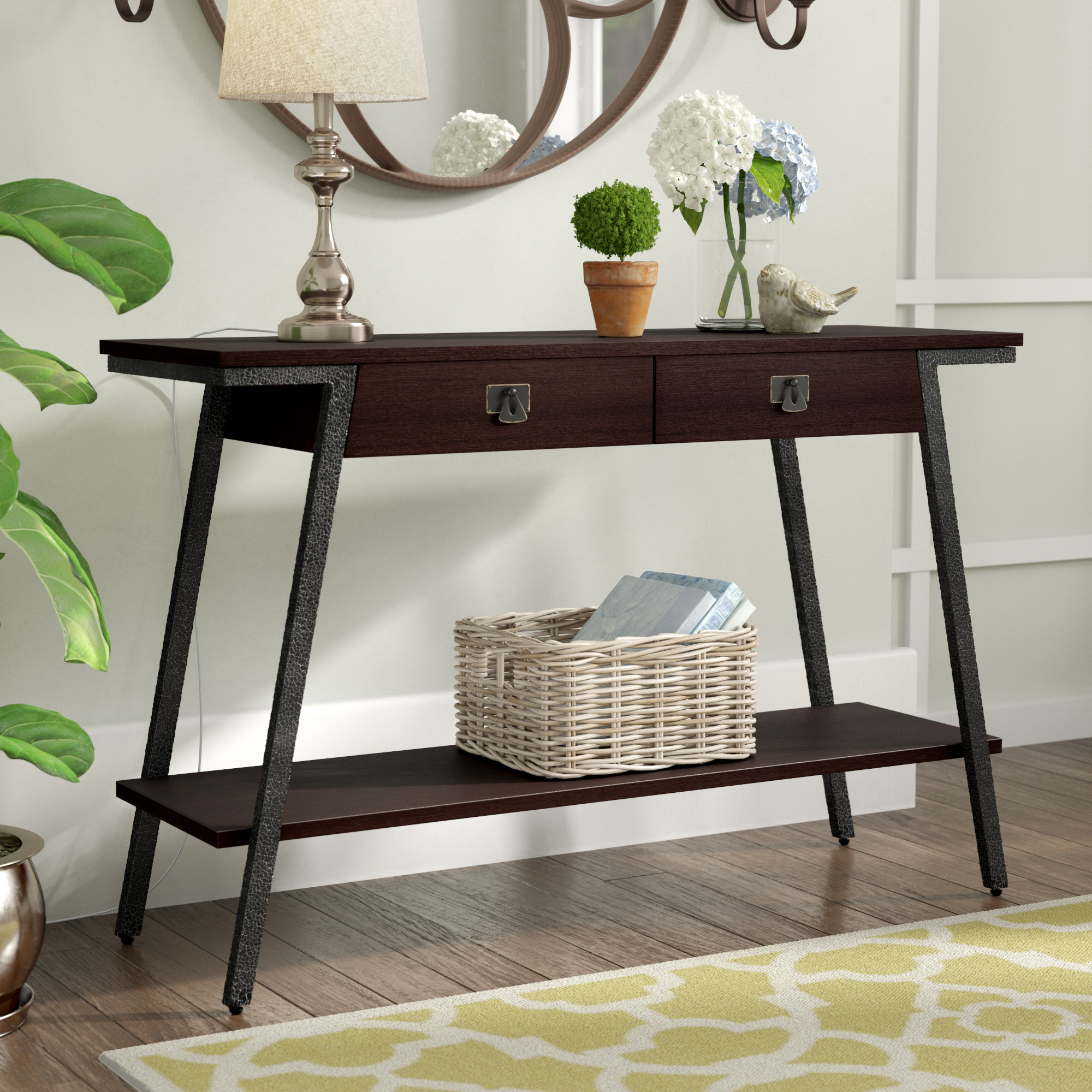 17 Stories Brisher Solid Wood Sofa Console in Walnut & Reviews | Wayfair