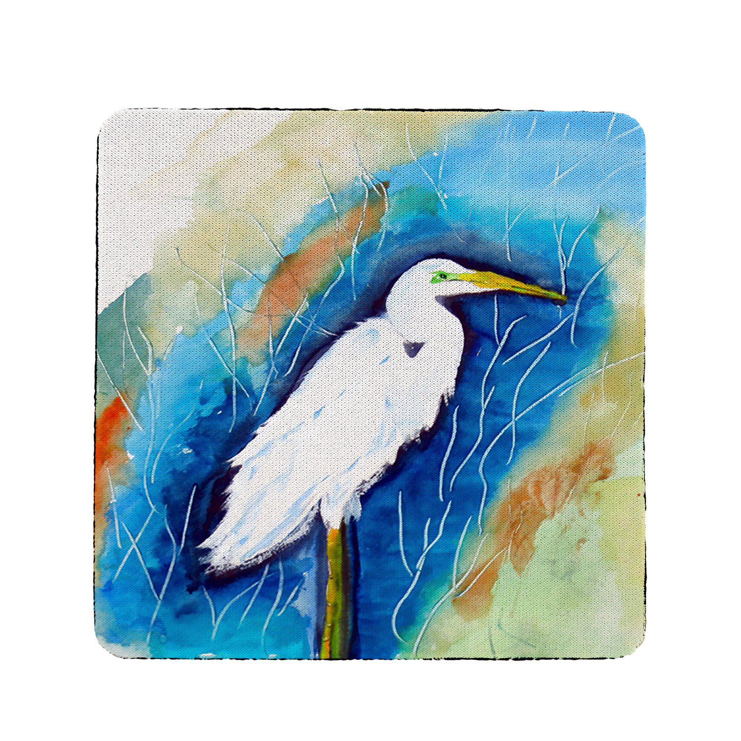 Highland Dunes Great Egret Right Coaster | Wayfair