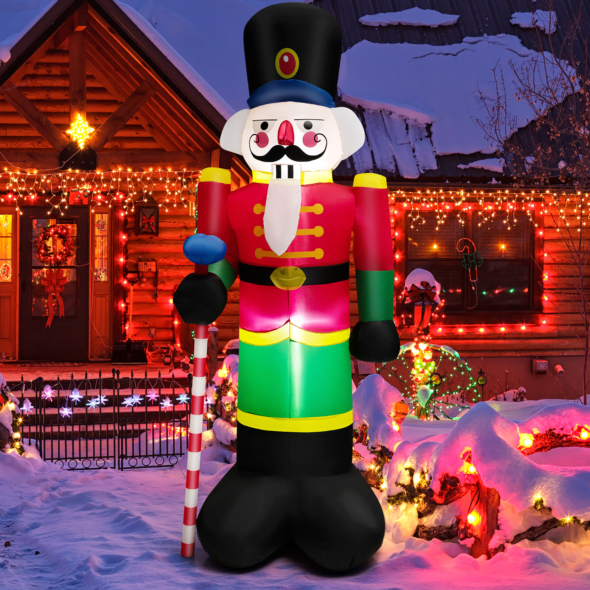 The Holiday Aisle® 8ft Inflatable Nutcracker Soldier W/ 2 Built-in Led ...