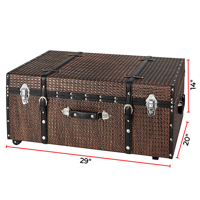 DormCo Texture Brand Designer Trunk with Wheels - Woven Rattan ...