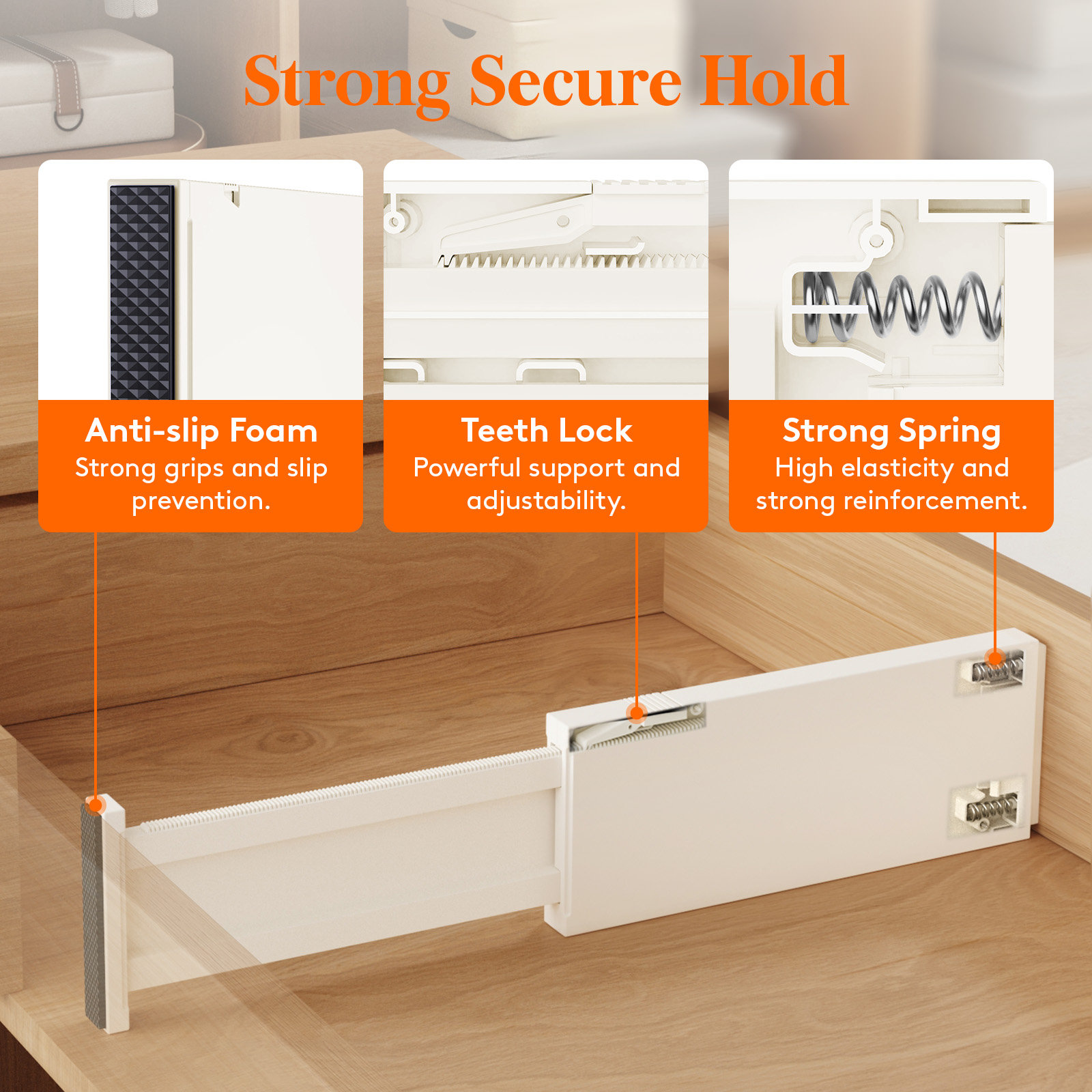 Latitude Run® 8 Pack Drawer Dividers 4" High, 11-17" Adjustable Dresser ...