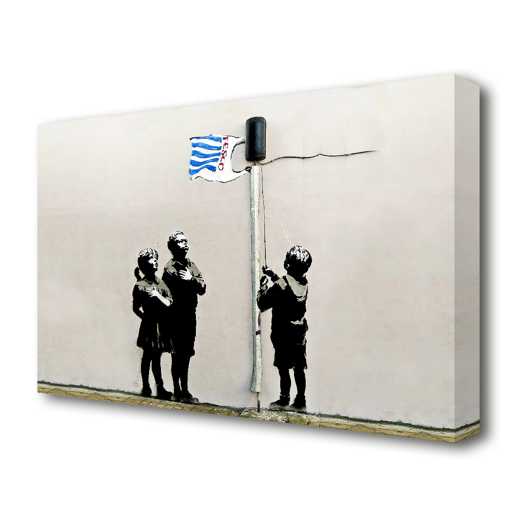 East Urban Home Homage to the Tesco Flag Landscape by Banksy - Wrapped ...