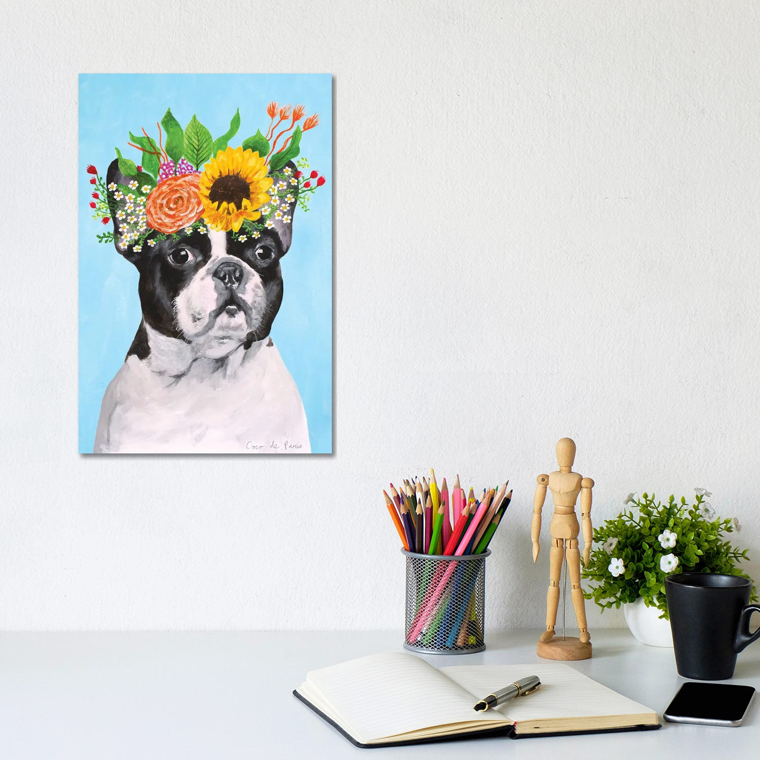 East Urban Home Frida Kahlo French Bulldog - Painting | Wayfair