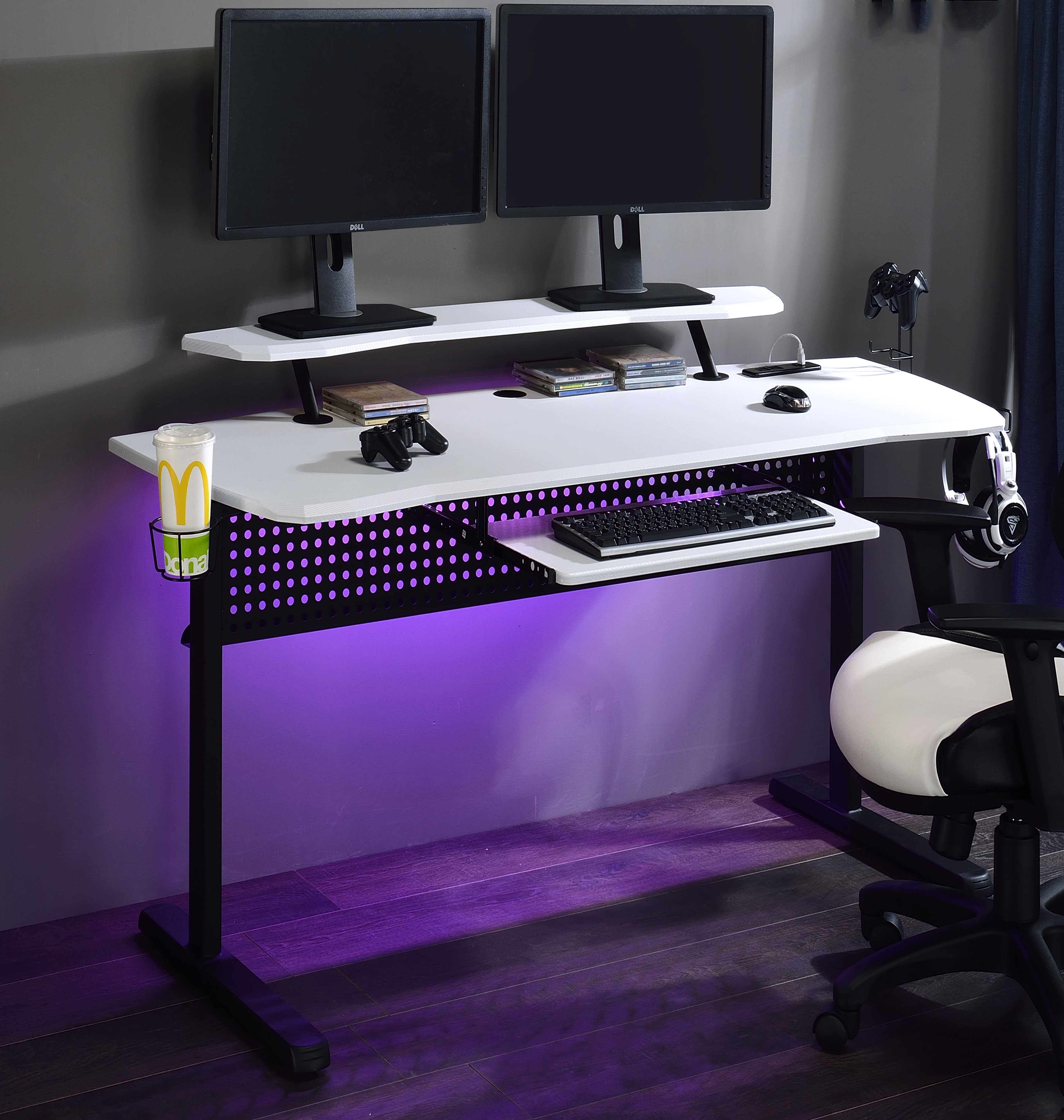 Inbox Zero Clare Gaming Desk With USB Port And LED Light | Wayfair