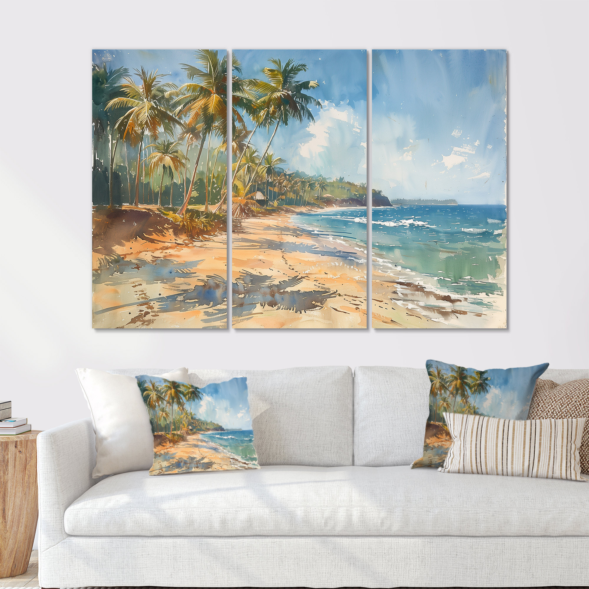 Beachcrest Home™ Blue Green Palm Trees Coastal Breeze VIII - Palms ...