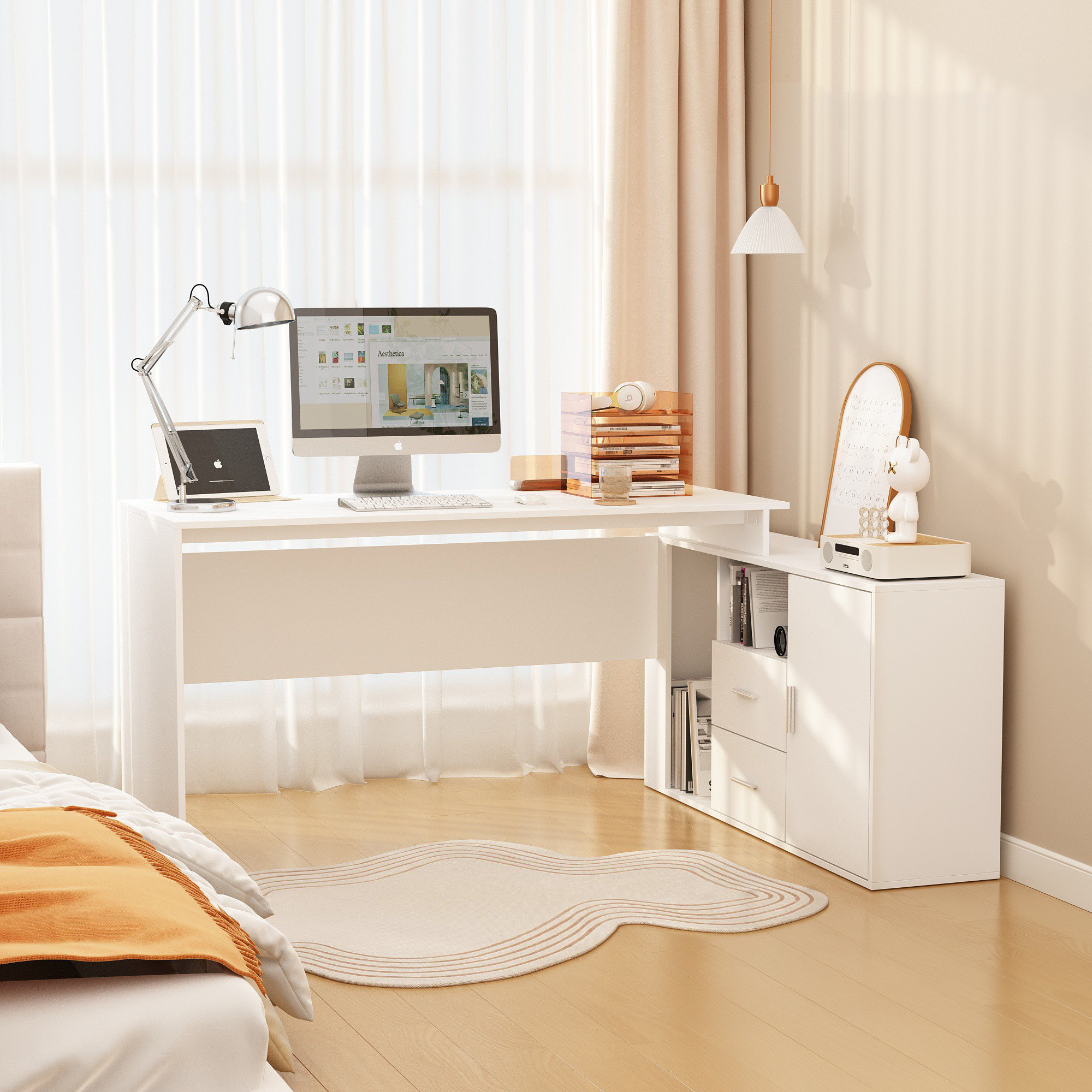 Ivy Bronx 54.3 '' W Computer Desk With 47 '' W File Storage Cabinet ...