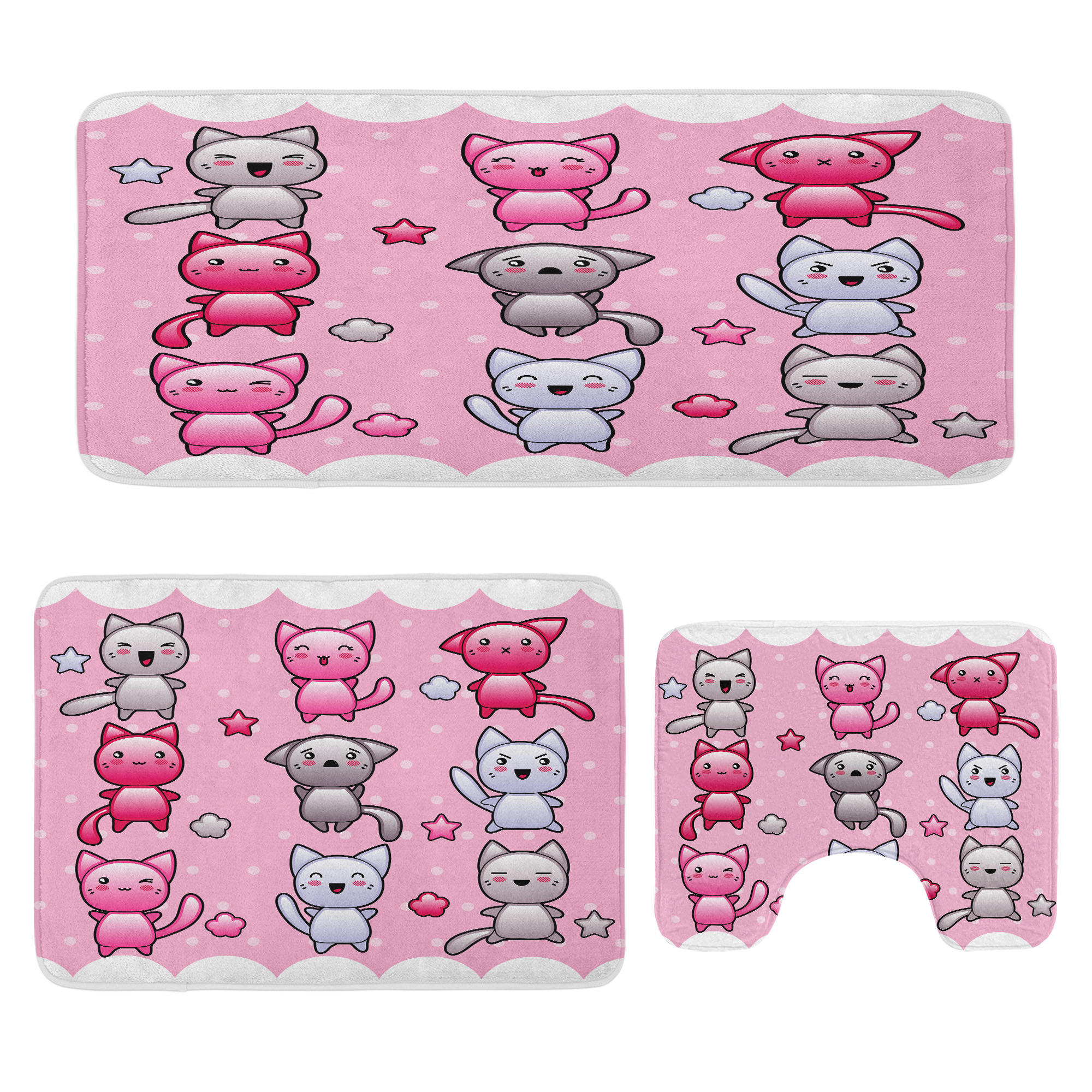 East Urban Home Anime Bathroom Rug Set 3 Pieces U-Shape & Rectangle ...