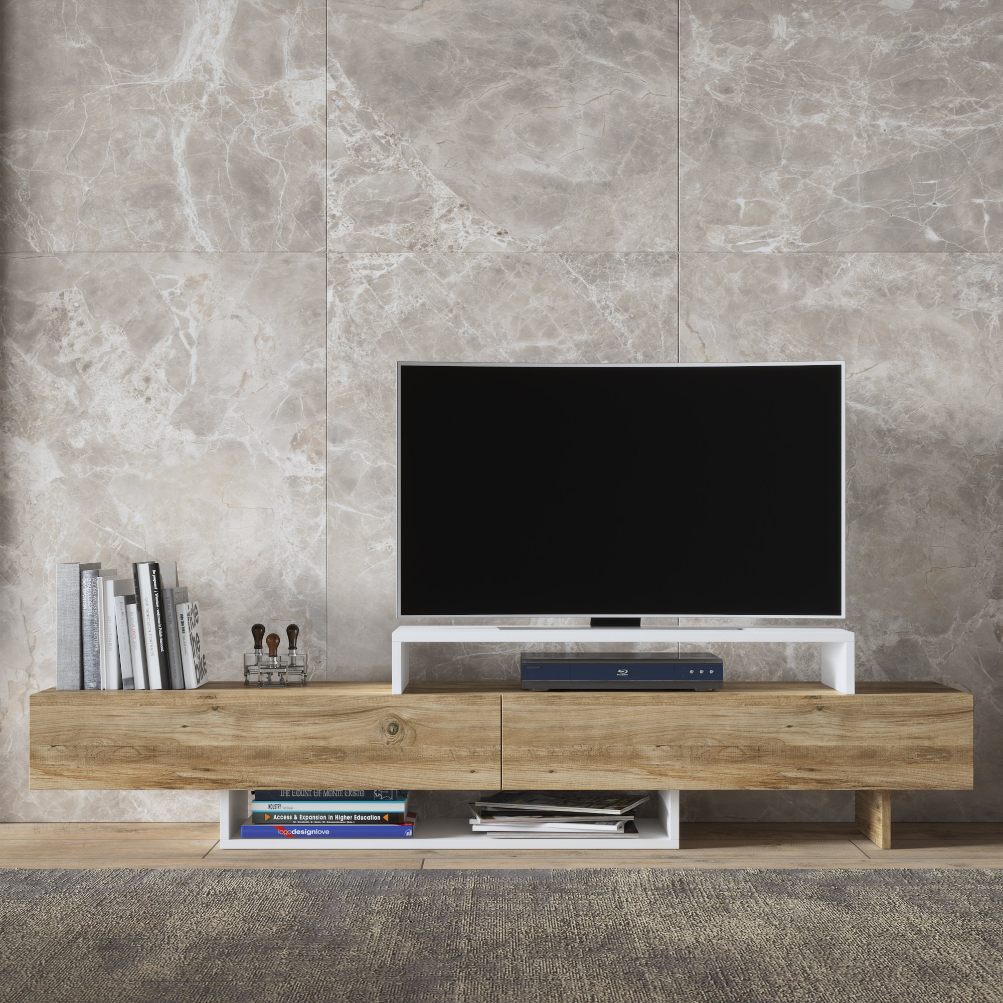 Houseella Zen Minimalist TV Stand Up to 65" TVs Modern Media Console ...