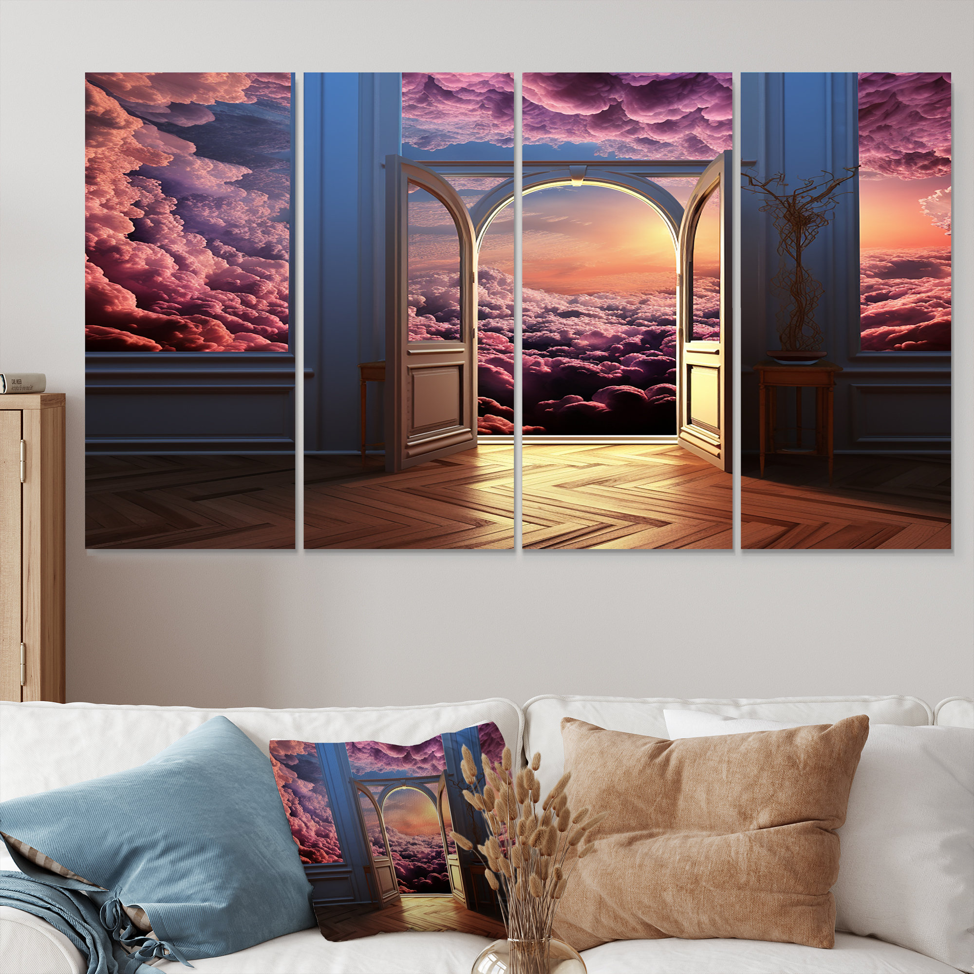 Design Art Open Door To Pink Cloud Universe Horizon - Clouds Wall Art 4 ...