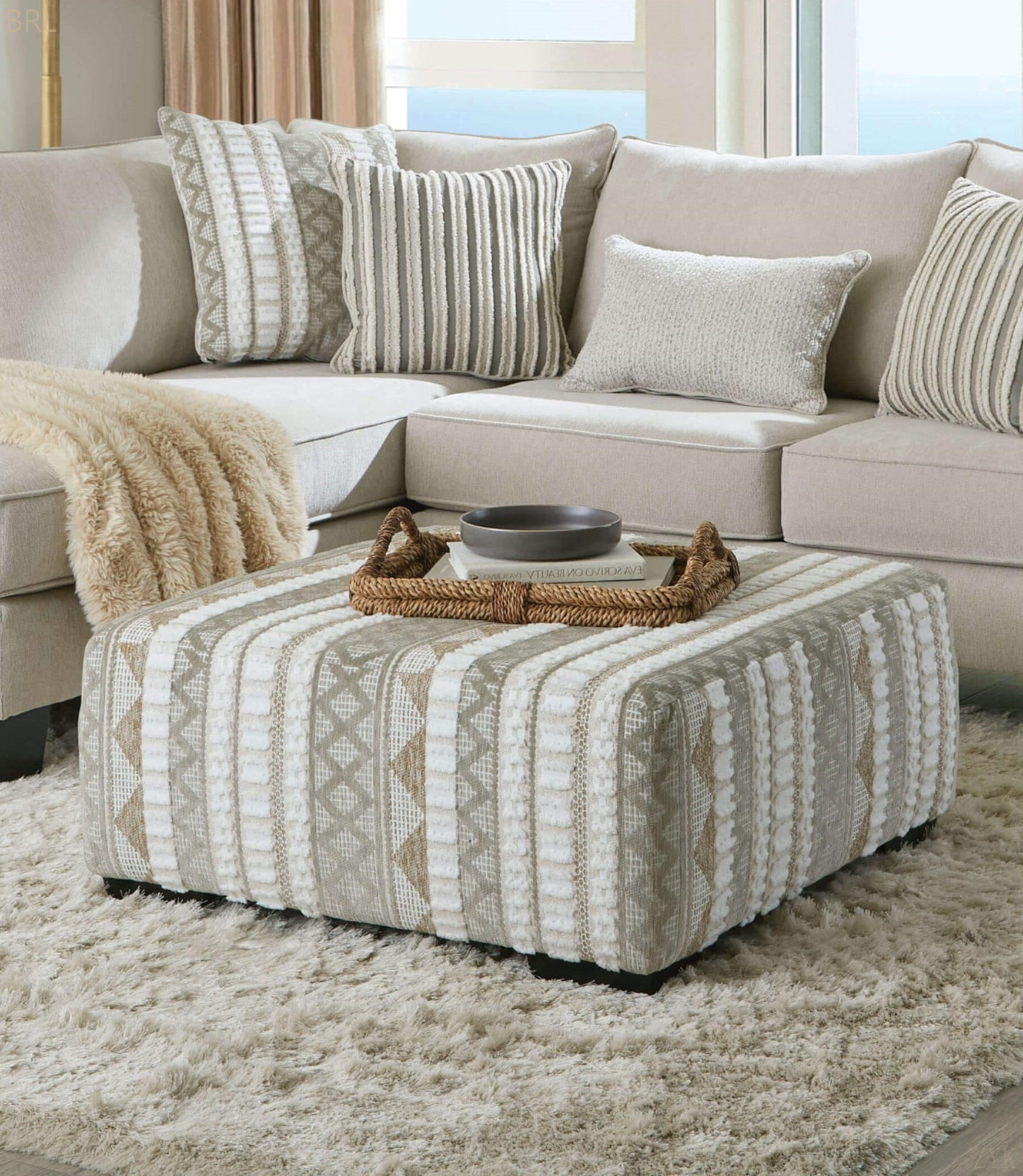 Dakota Fields Contemporary Style Solid Wood Form Ottoman With Black ...