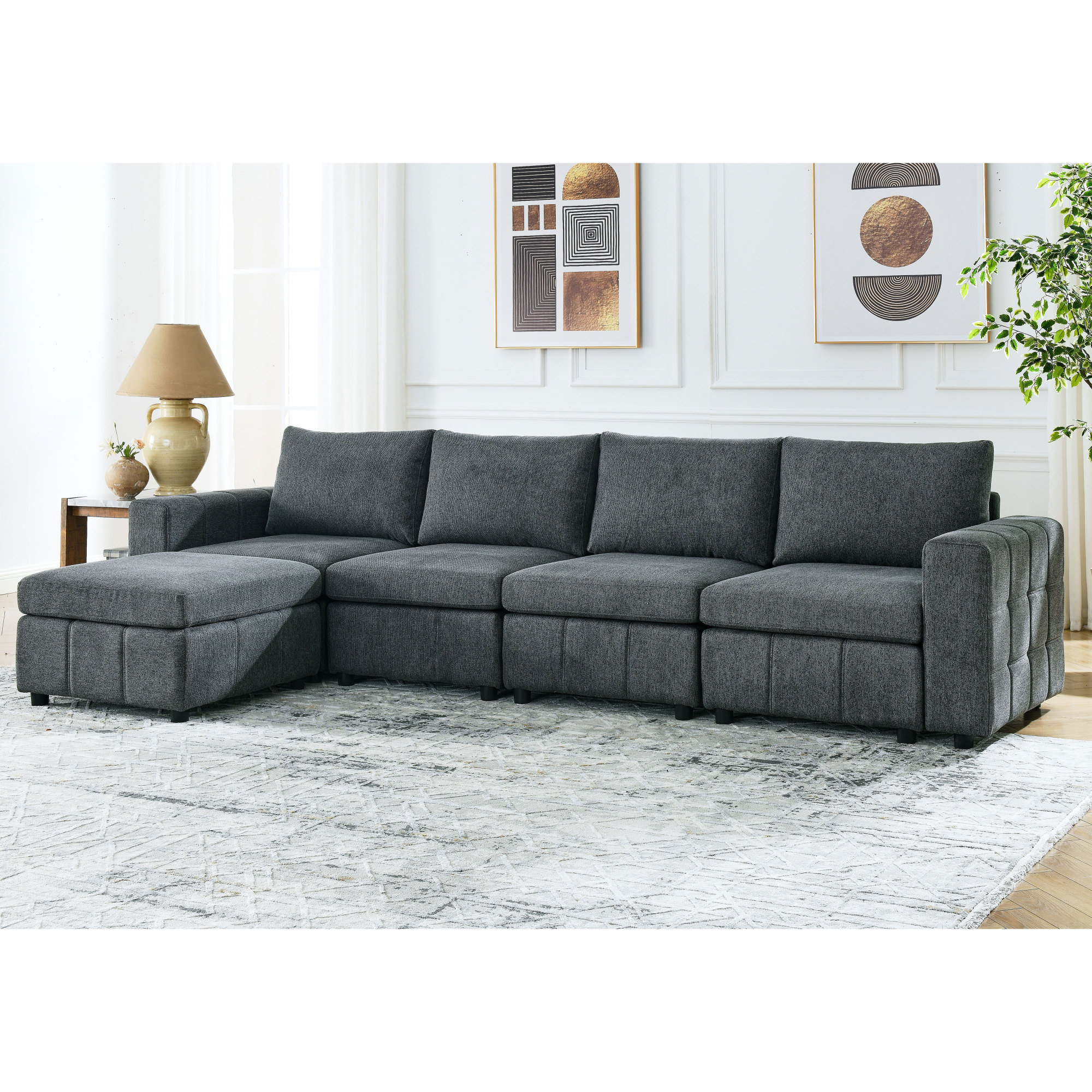 Hokku Designs [video]upholstered Modular Sofa, L Shaped Sectional Sofa ...