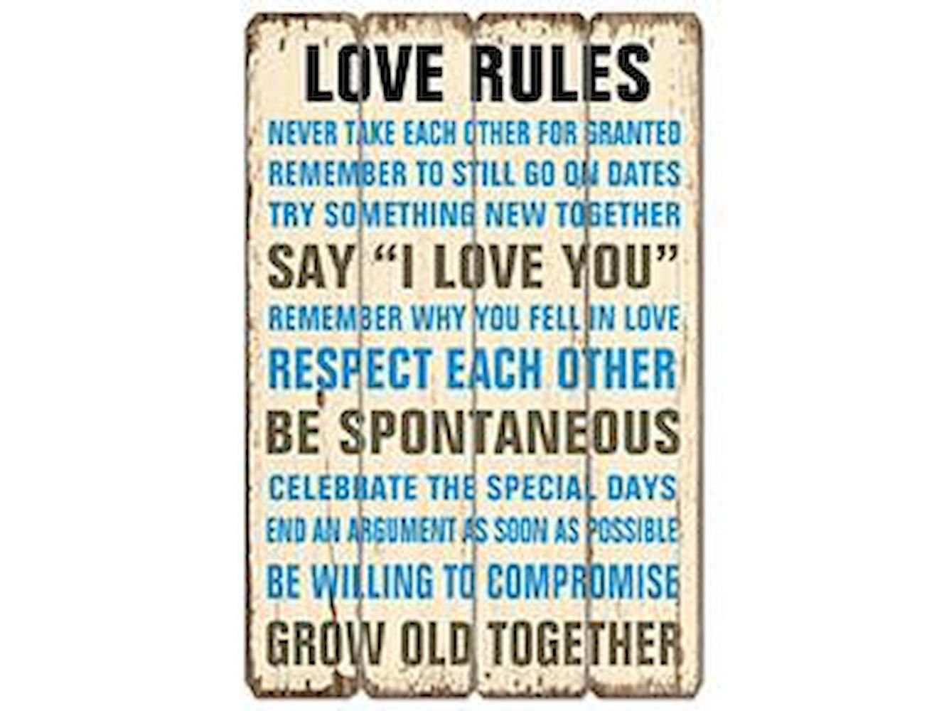 Millwood Pines Love Rules Wooden Sign Wall Décor | Wayfair