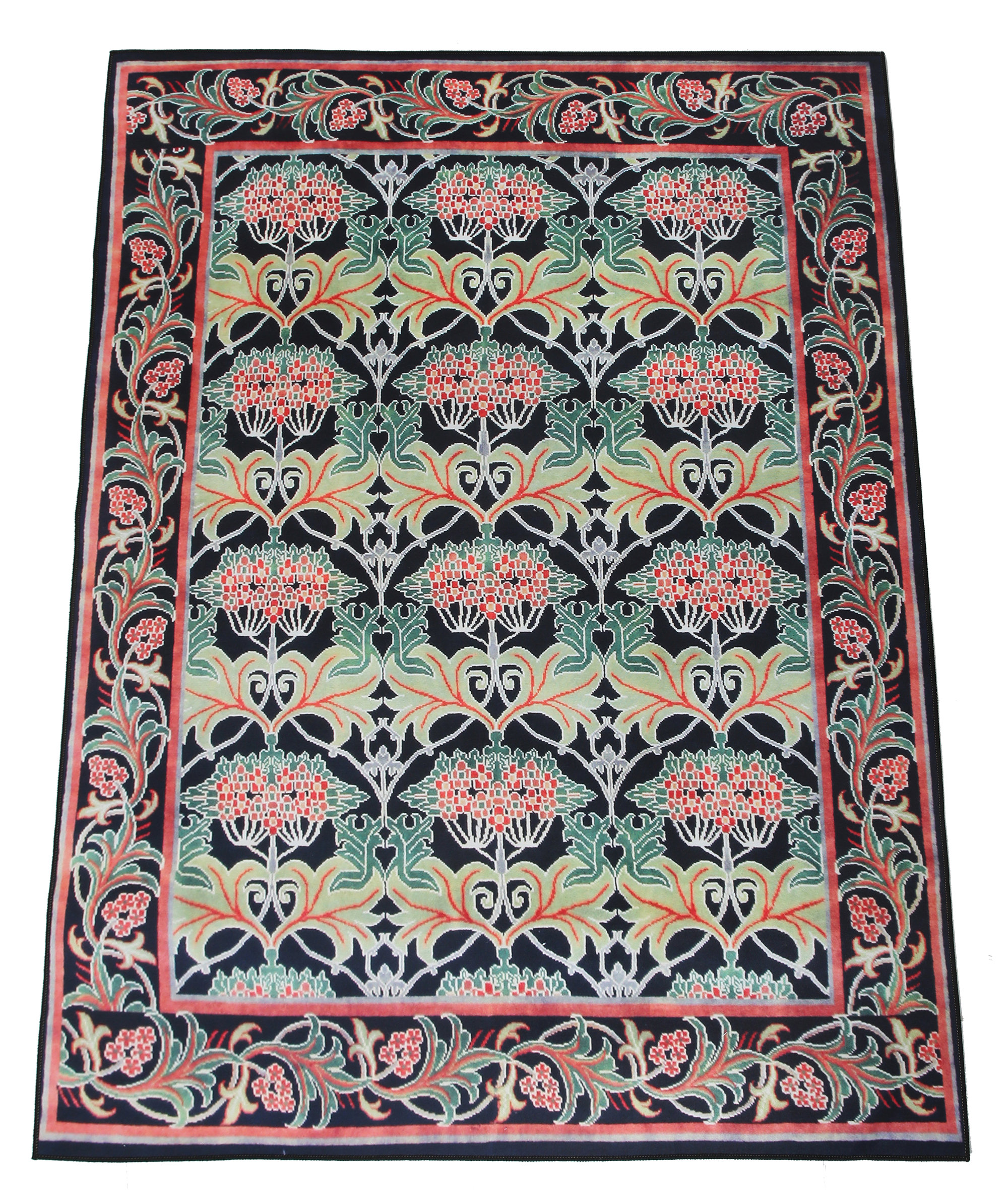 Kalili Rugs Square Black William Morris Machine Washable Area Rug with ...