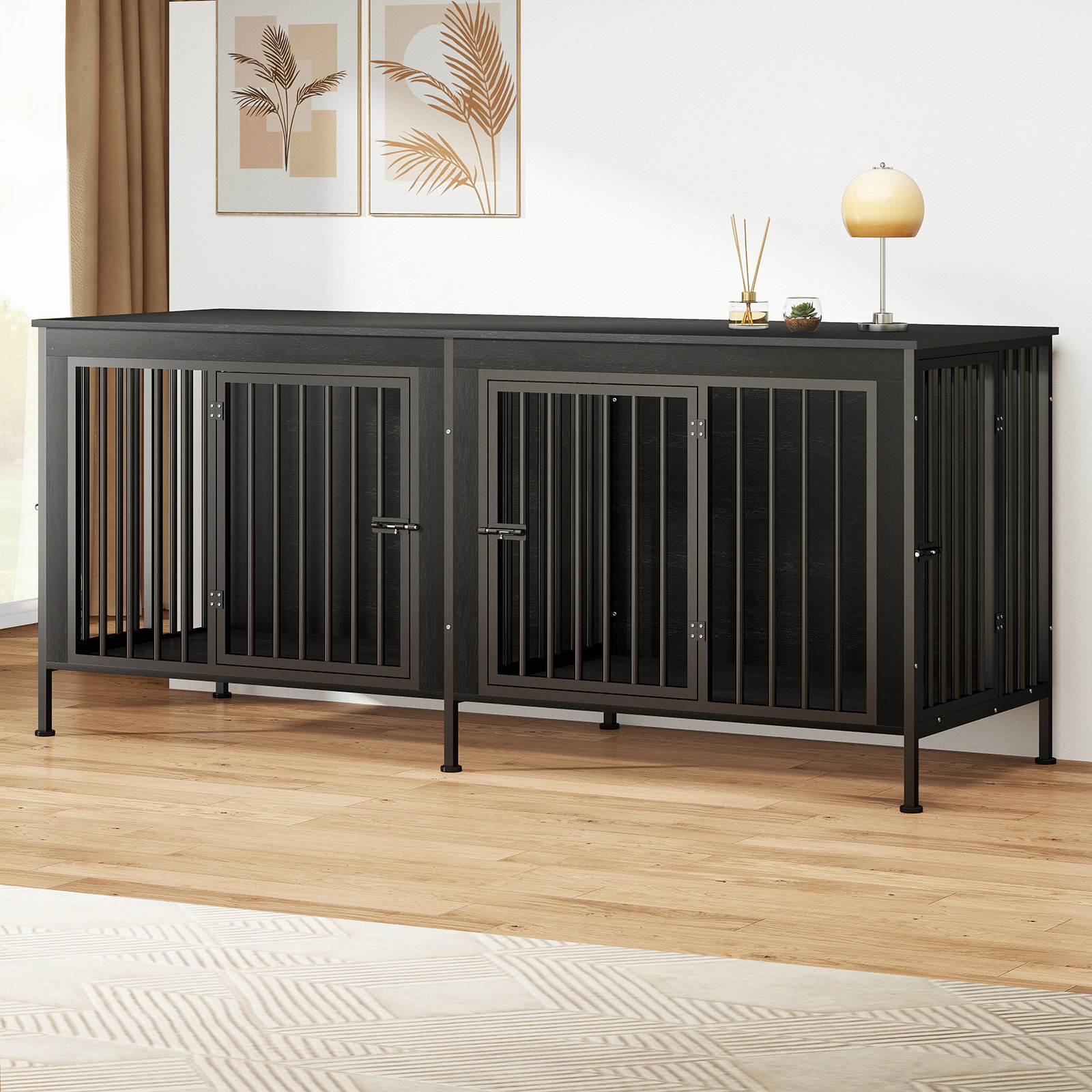 Tucker Murphy Pet™ Dog Cage Furniture, Extra Large Double Doors Dog ...