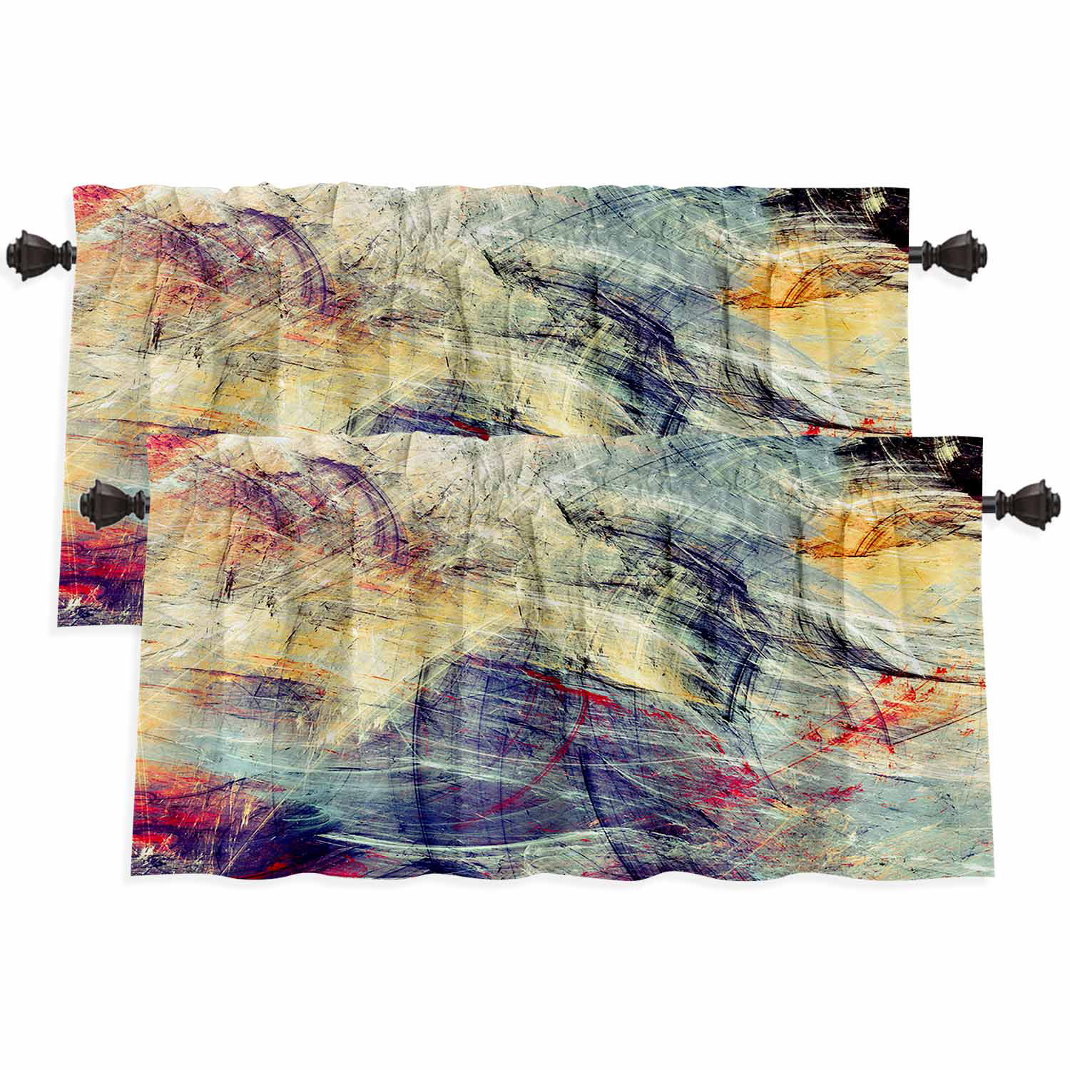 Ivy Bronx Clear 52"W Bright Artistic Splashes Abstract Window Valance ...
