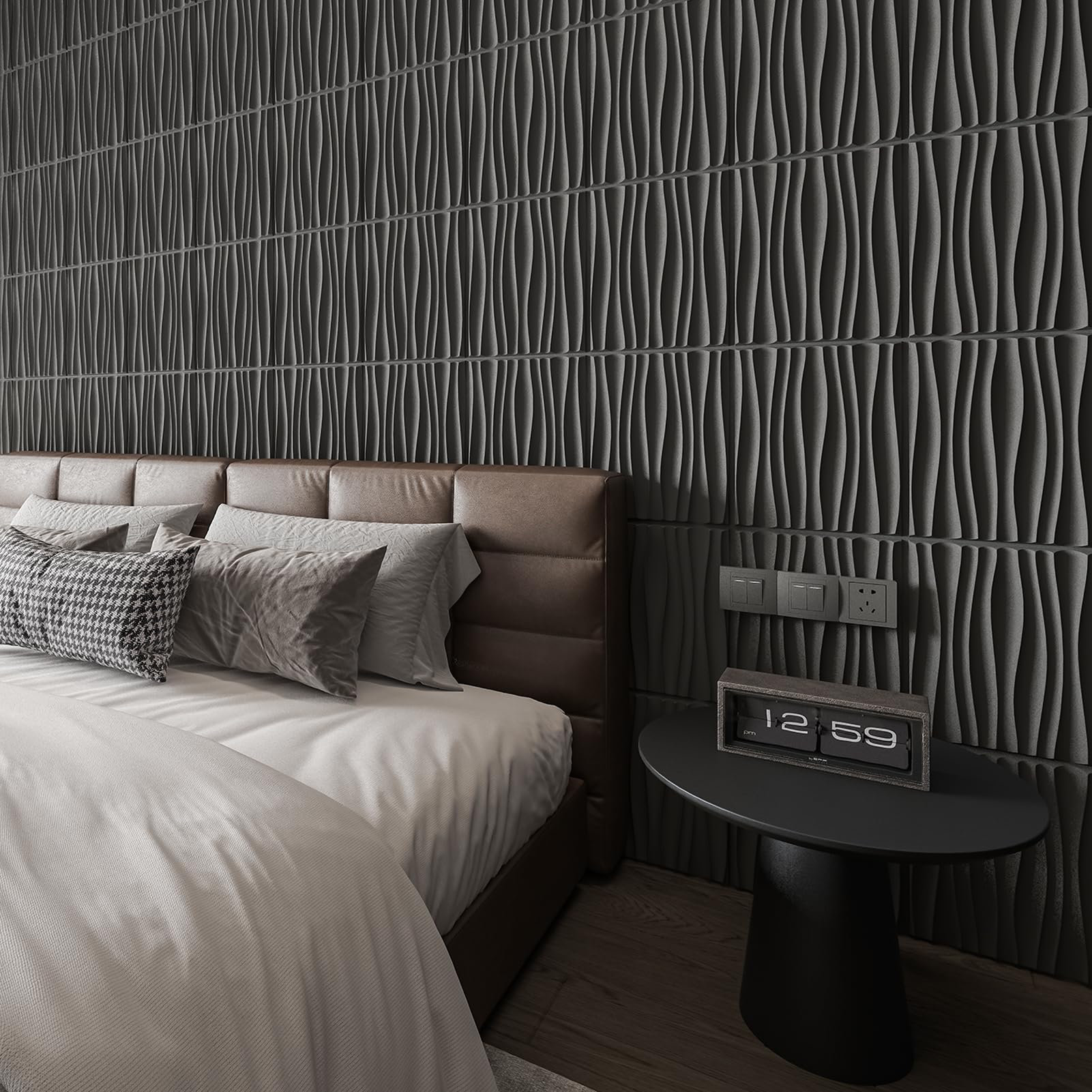 Ivy Bronx 24-Pack 3D Wall Panels For Interior Wall Décor, PVC Wavy ...