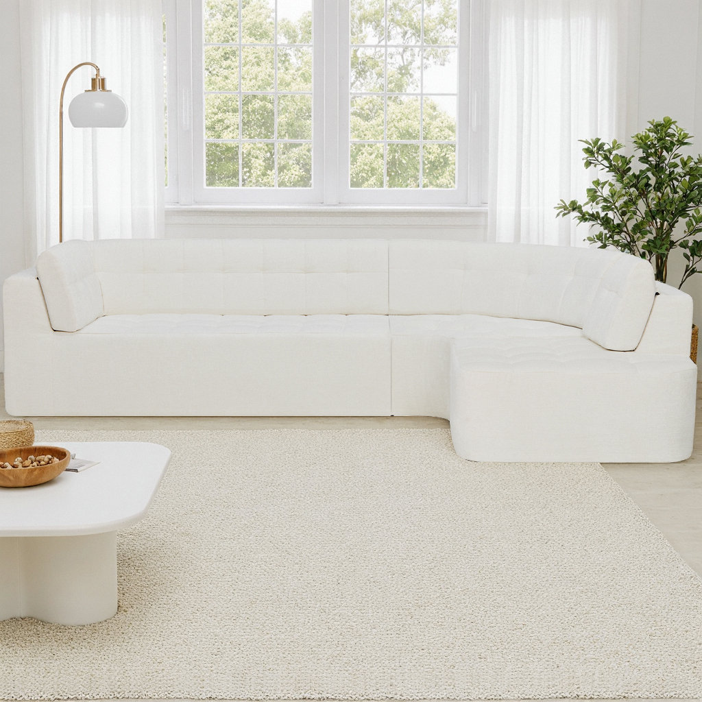 Wrought Studio™ 119'' Curved L-Shaped Sectional Sofa, Right-Hand Facing ...