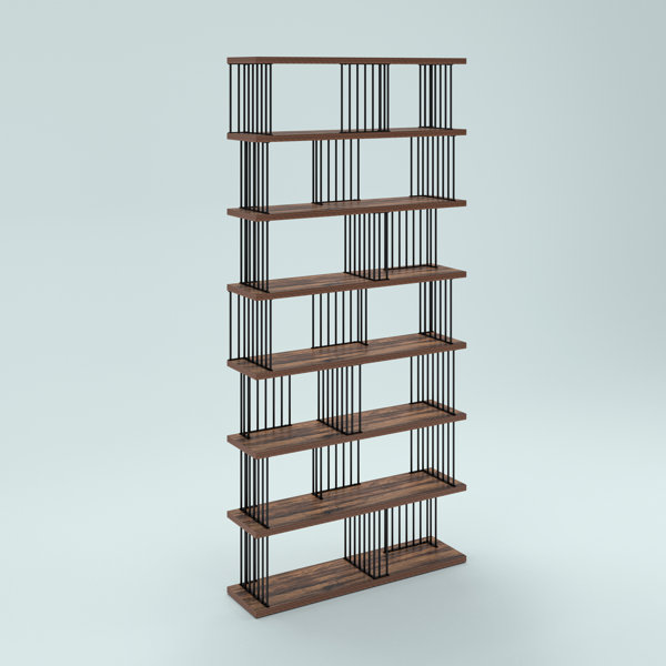 17 Stories Lotus Antique Walnut Color Display Etagere Bookshelves | Wayfair