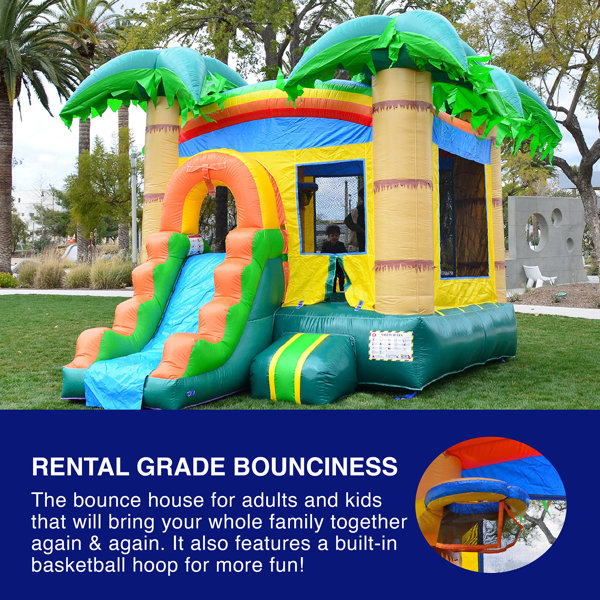 HeroKiddo Tropical Breeze Commercial Grade Bounce House with Slide ...