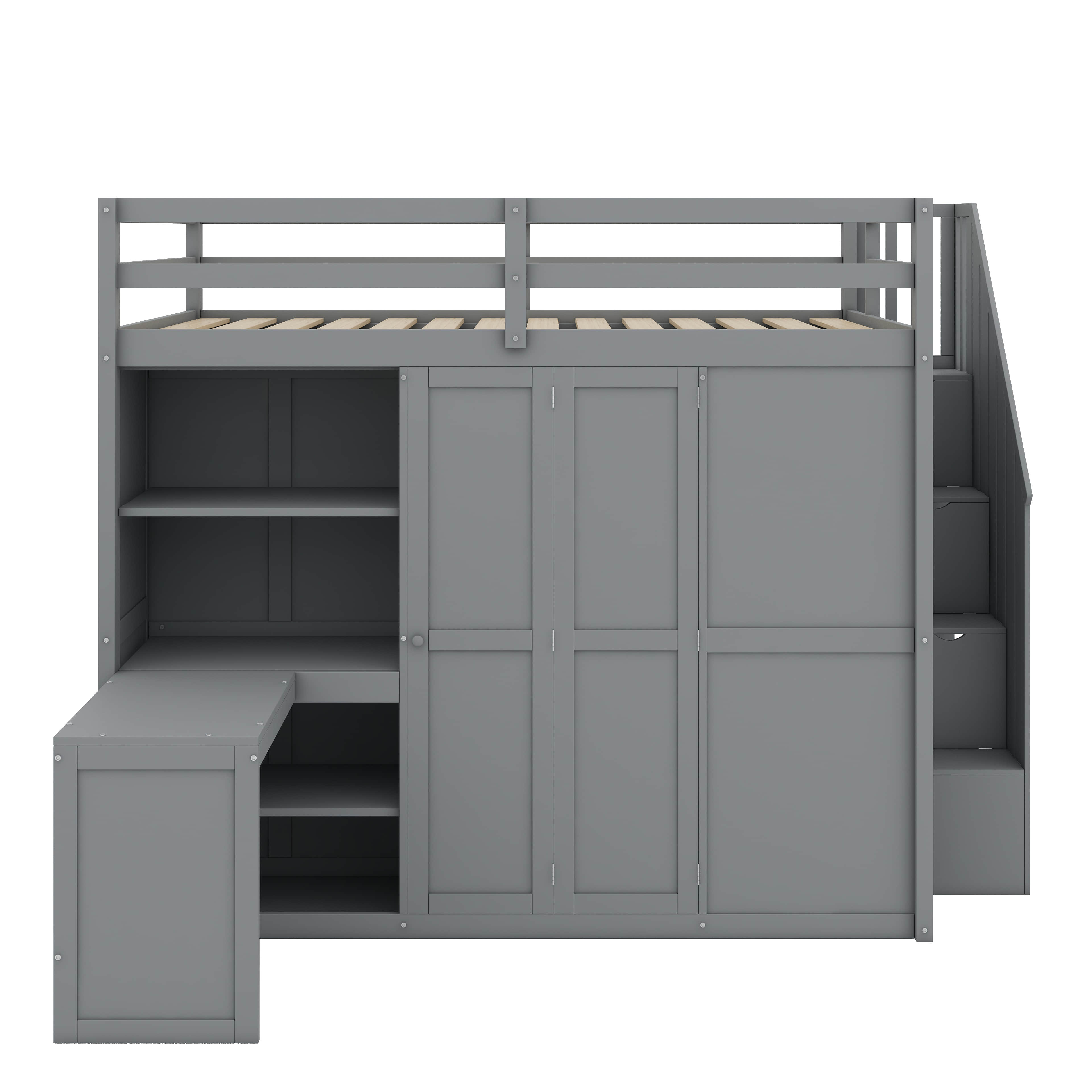 Harriet Bee A Full-Sized Loft Bed Featuring An Integrated Wardrobe And ...