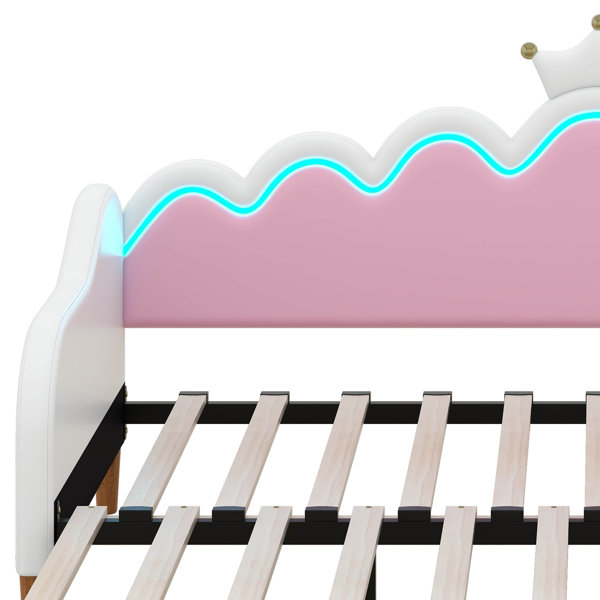 Gemma Violet Modern Upholstered Princess Daybed With Crown Headboard ...