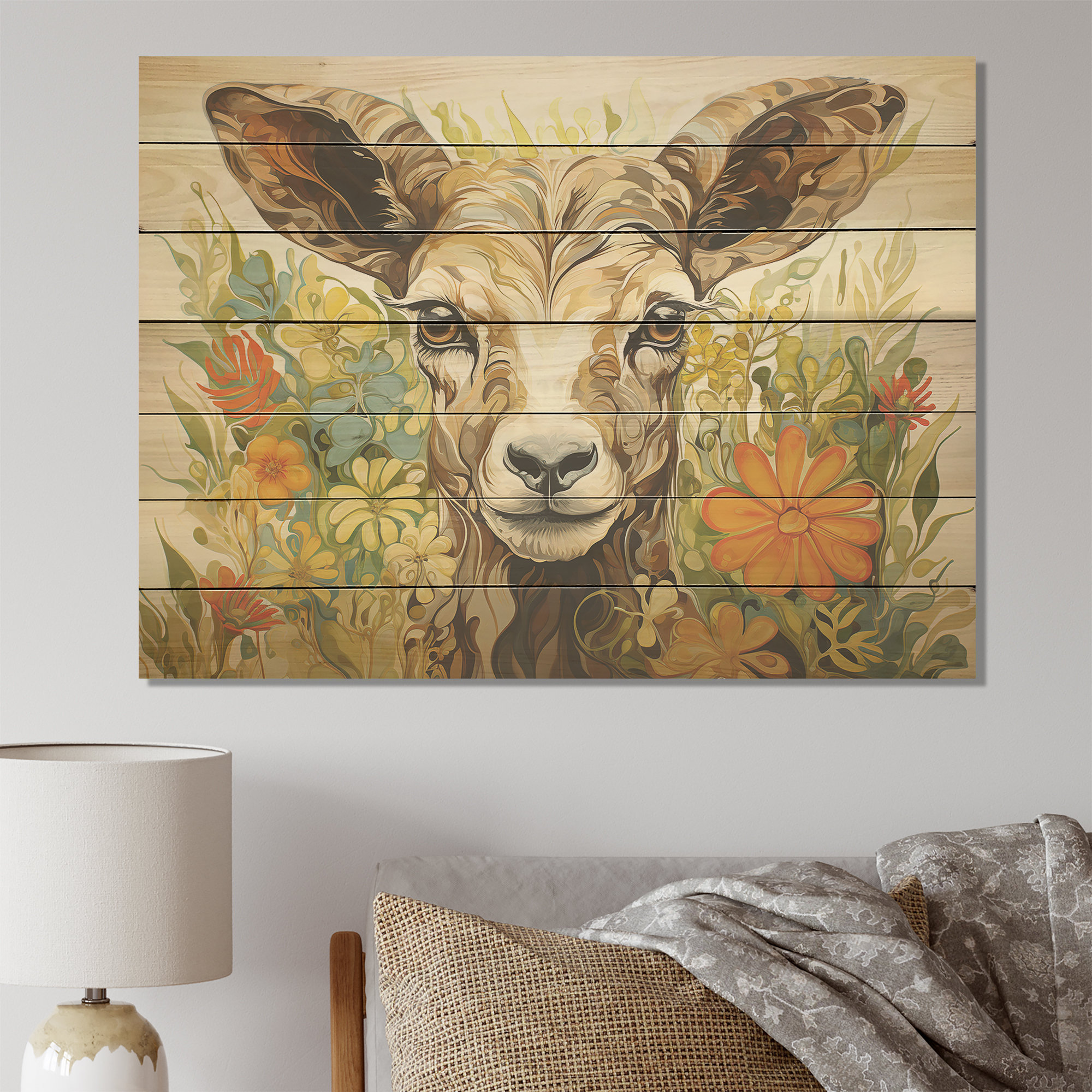August Grove Brown Goat Farm Meadow III - Goat Animal On Wood Print ...