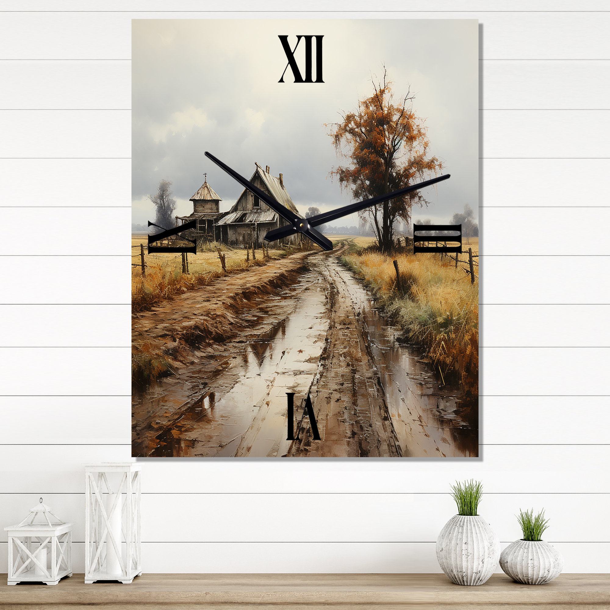 Design Art Barns Misty Morning - Countryside Modern Wall Clock | Wayfair