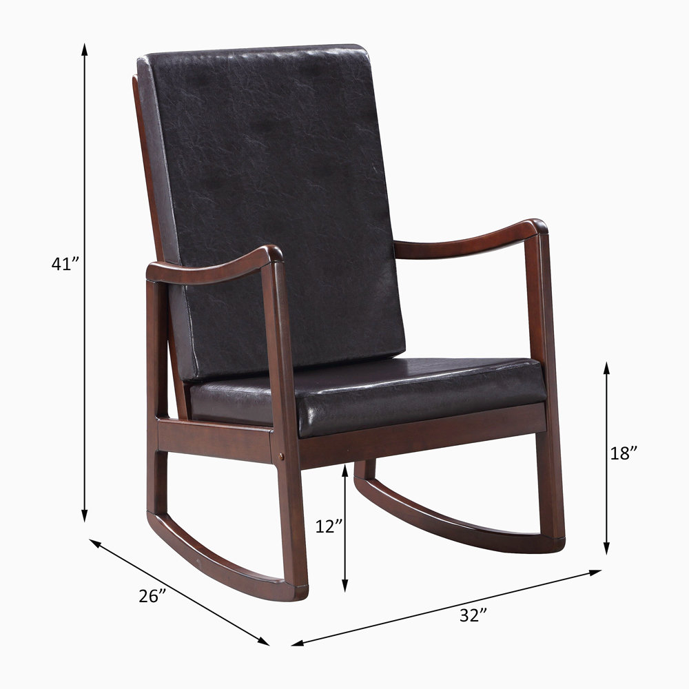 Latitude Run® Synthenic Leather & Espresso Finish Rocking Chair ...