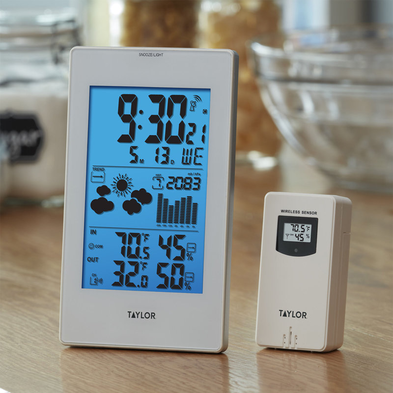 Taylor Digital Indoor/Outdoor Weather Forecaster with Wireless Remote ...