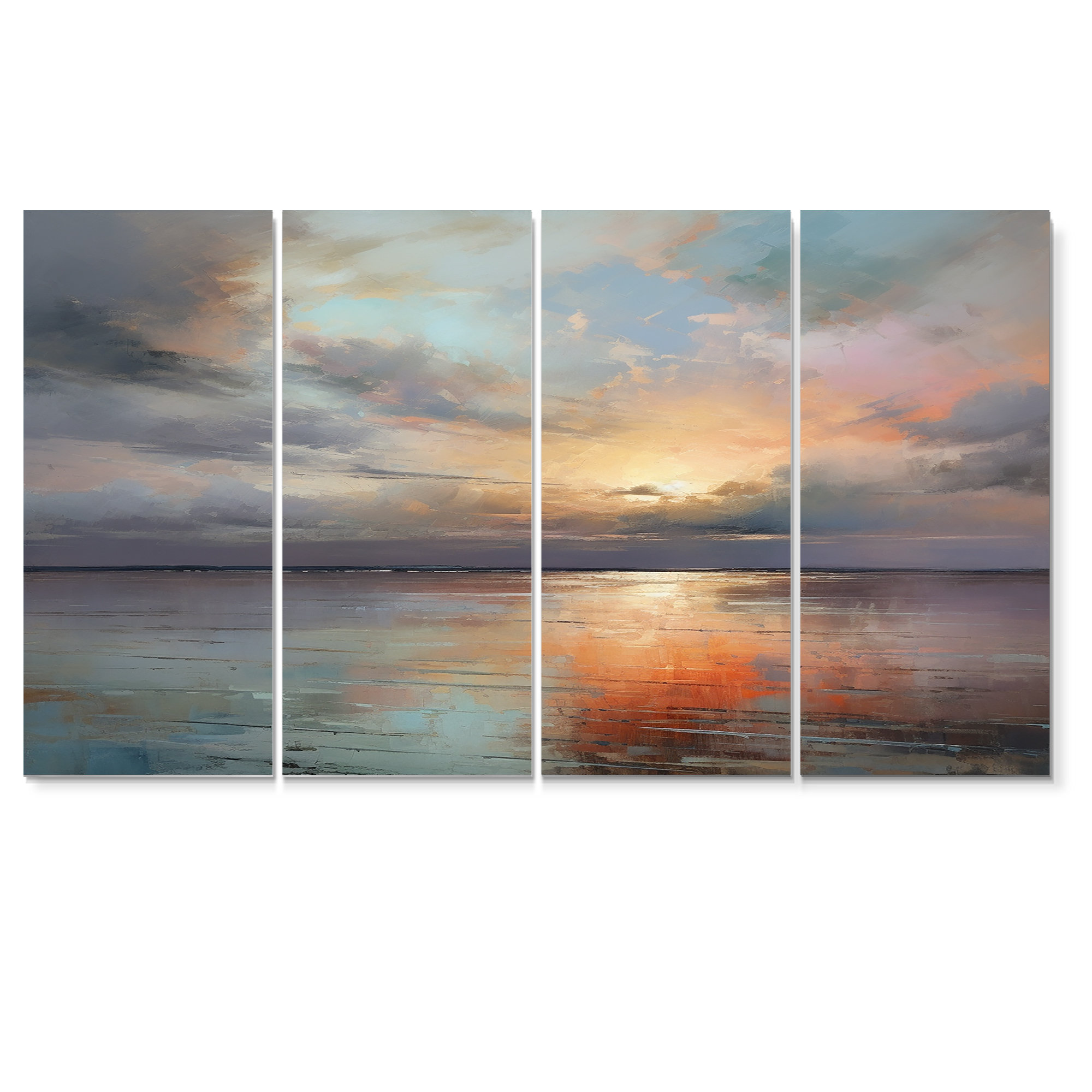 Highland Dunes Faint Sunset Over The Country Lake - Sunset Wall Art ...
