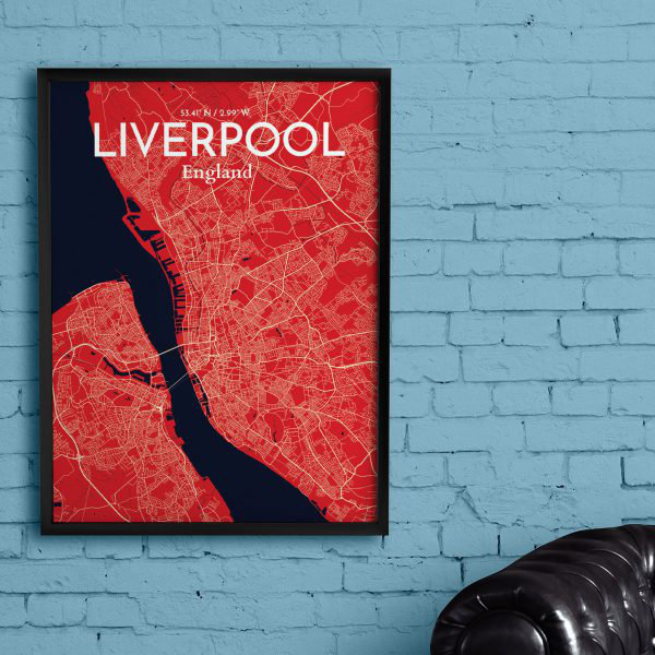 OurPoster.com 'Liverpool City Map' Graphic Art Print Poster in Nautical ...