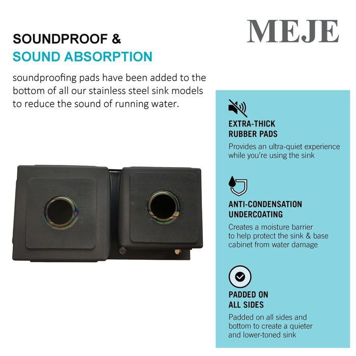 MEJE 30.75'' L Drop-In Double Bowl Stainless Steel Kitchen Sink ...