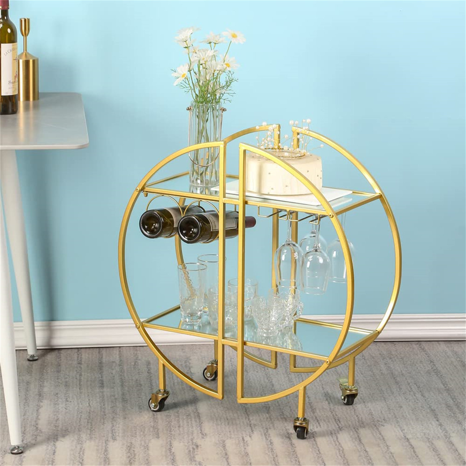 Mercer41 Miloslava Metal Bar Cart - Wayfair Canada