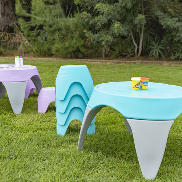 ECR4Kids Ayana Table and Stool Set, Outdoor Kids Table and Chairs, 5 ...
