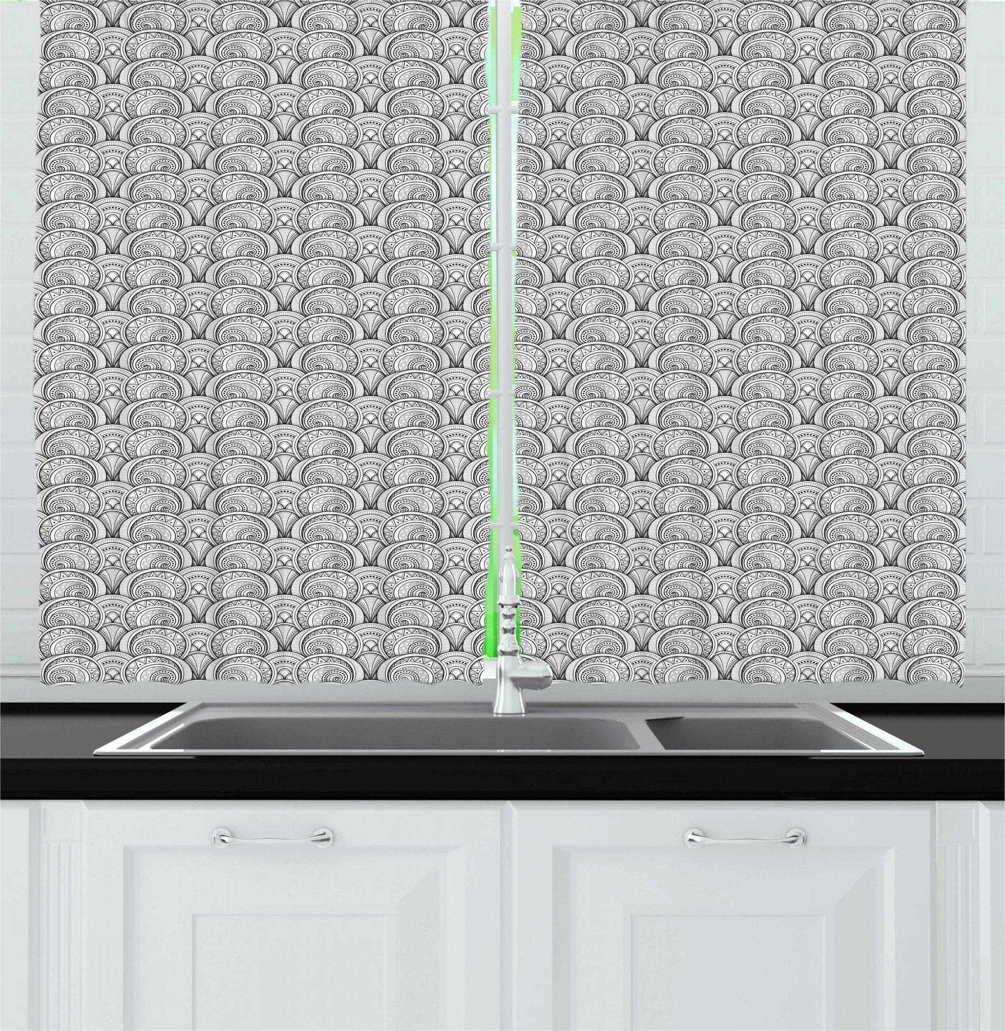 East Urban Home Pasiley Oriental Floral Motifs in Achromatic Design ...