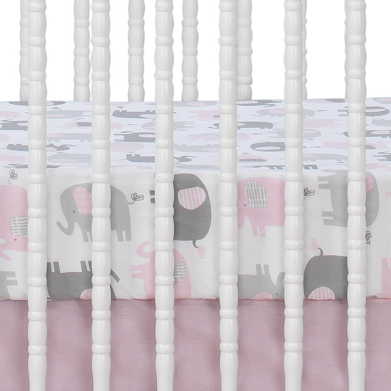 Bedtime Originals Eloise Pink/Gray/Gold/White Elephant 3-Piece Nursery ...