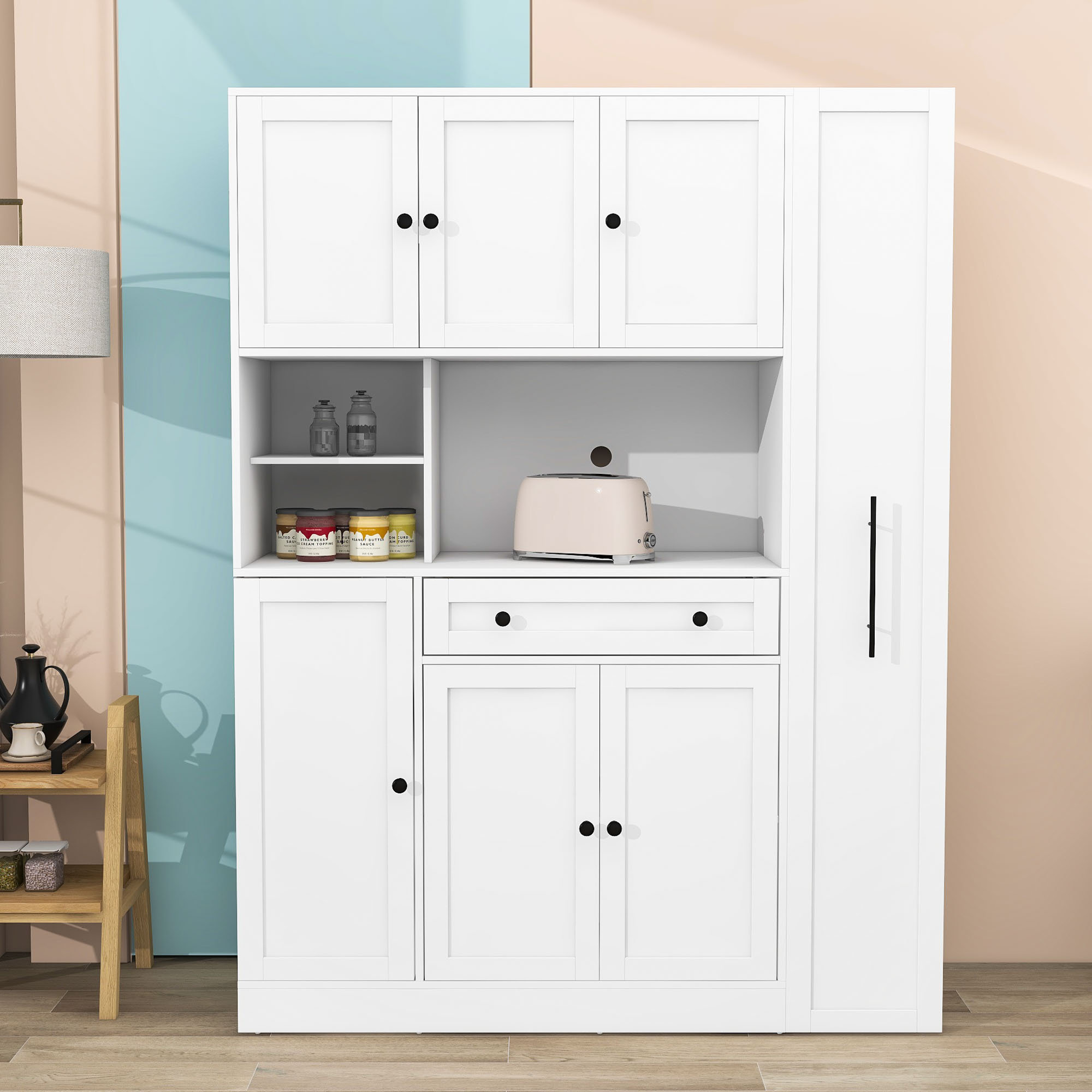 Latitude Run® Freestanding Wooden Buffet with Storage Drawers, Pull-Out ...