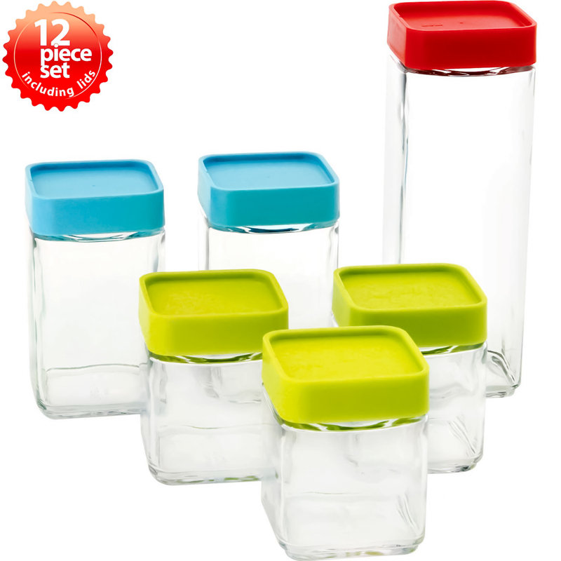 Glasslock Block Square 6 Piece Kitchen Canister Set & Reviews | Wayfair