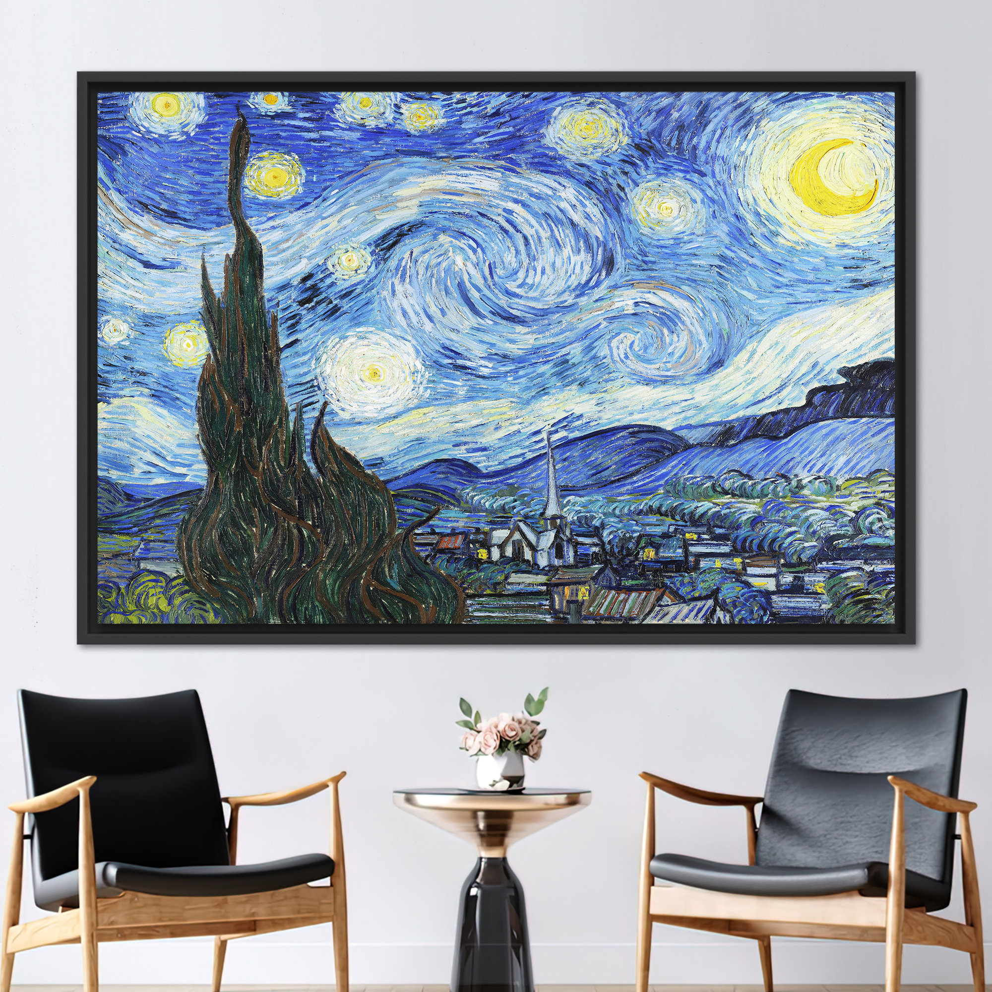 kayra export Oil Painting Print, The Starry Night Art Canvas, Vincent ...