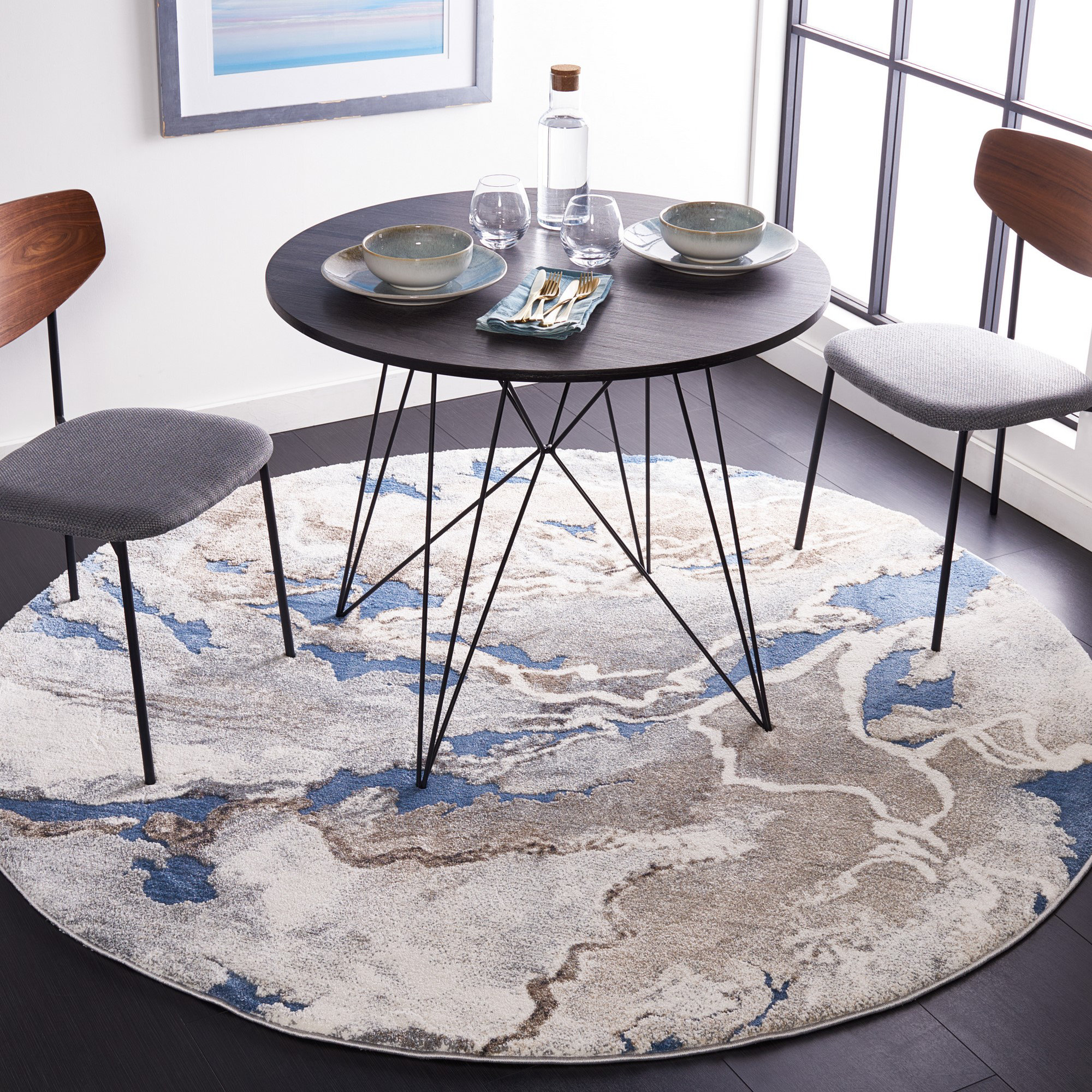 Wrought Studio™ Amelia-Rae Cyrus Shag Performance Abstract Rug | Wayfair