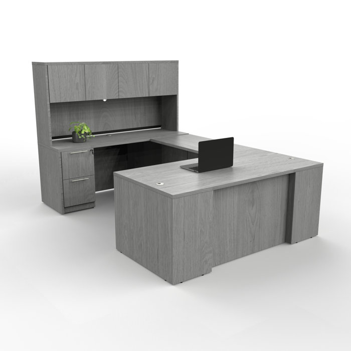 Foundry Select Caleidh U-Shape Executive Desk Office Set with Storage ...