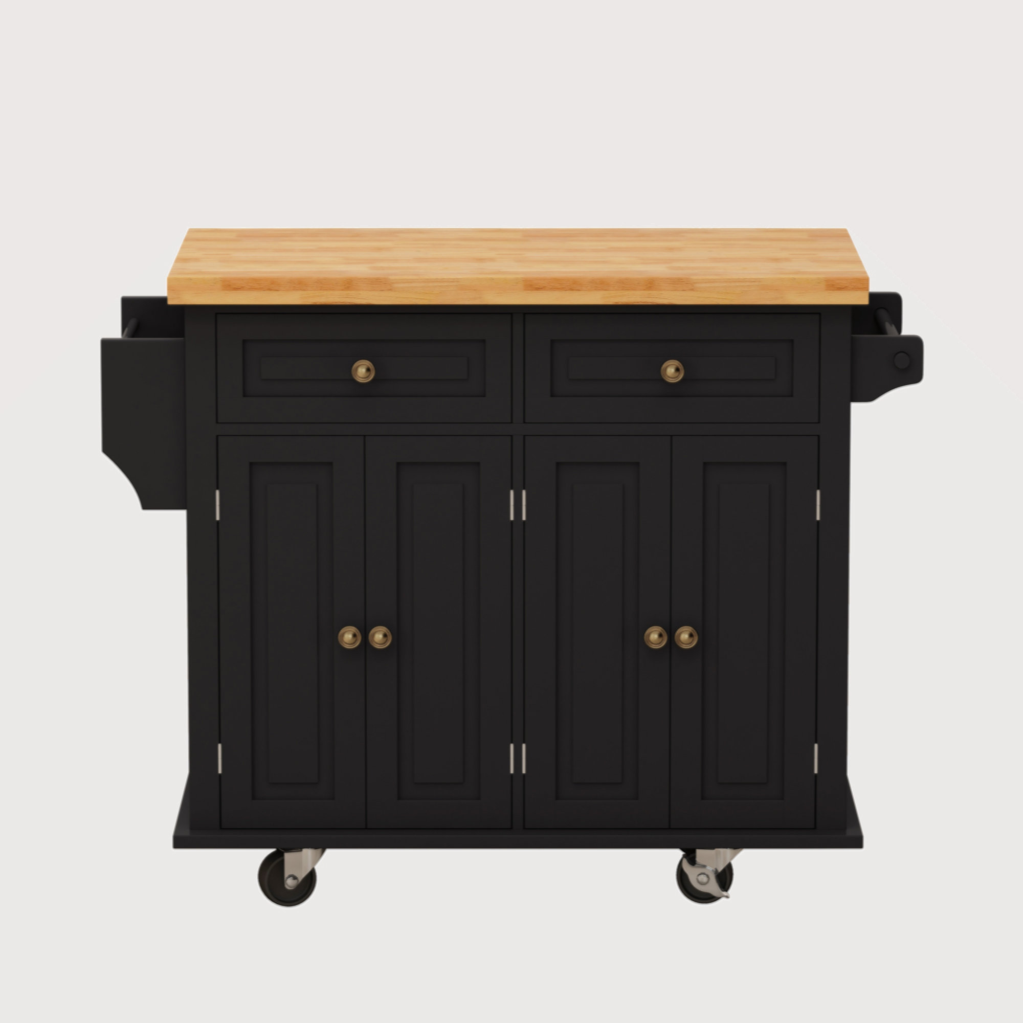 Winston Porter Kitchen Island Cart With Two Storage Cabinets And Two ...