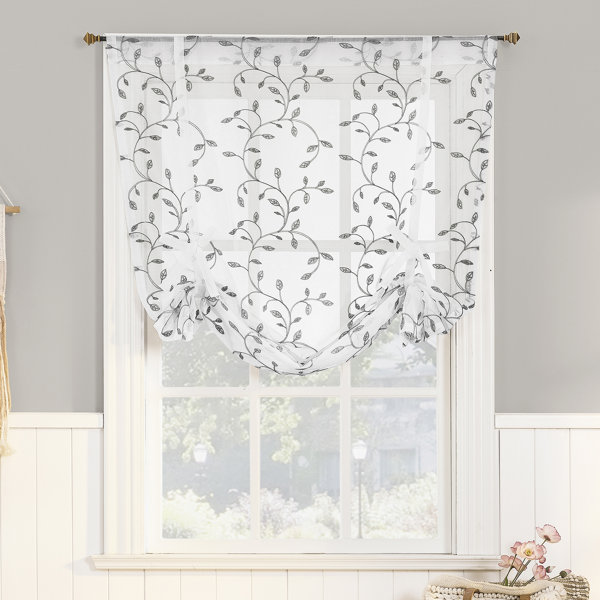 Winston Porter Mangano Embroidered Foliage Semi-Sheer Rod Pocket Window ...