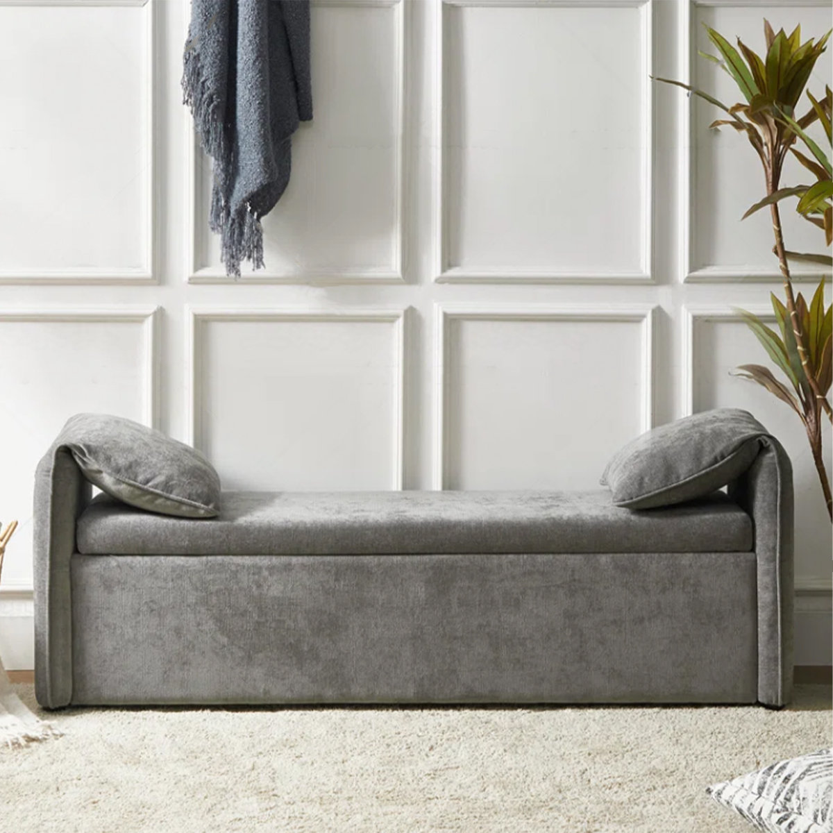 HOBULT Reversible Armrests Upholstered Solid Wood Storage Ottoman | Wayfair