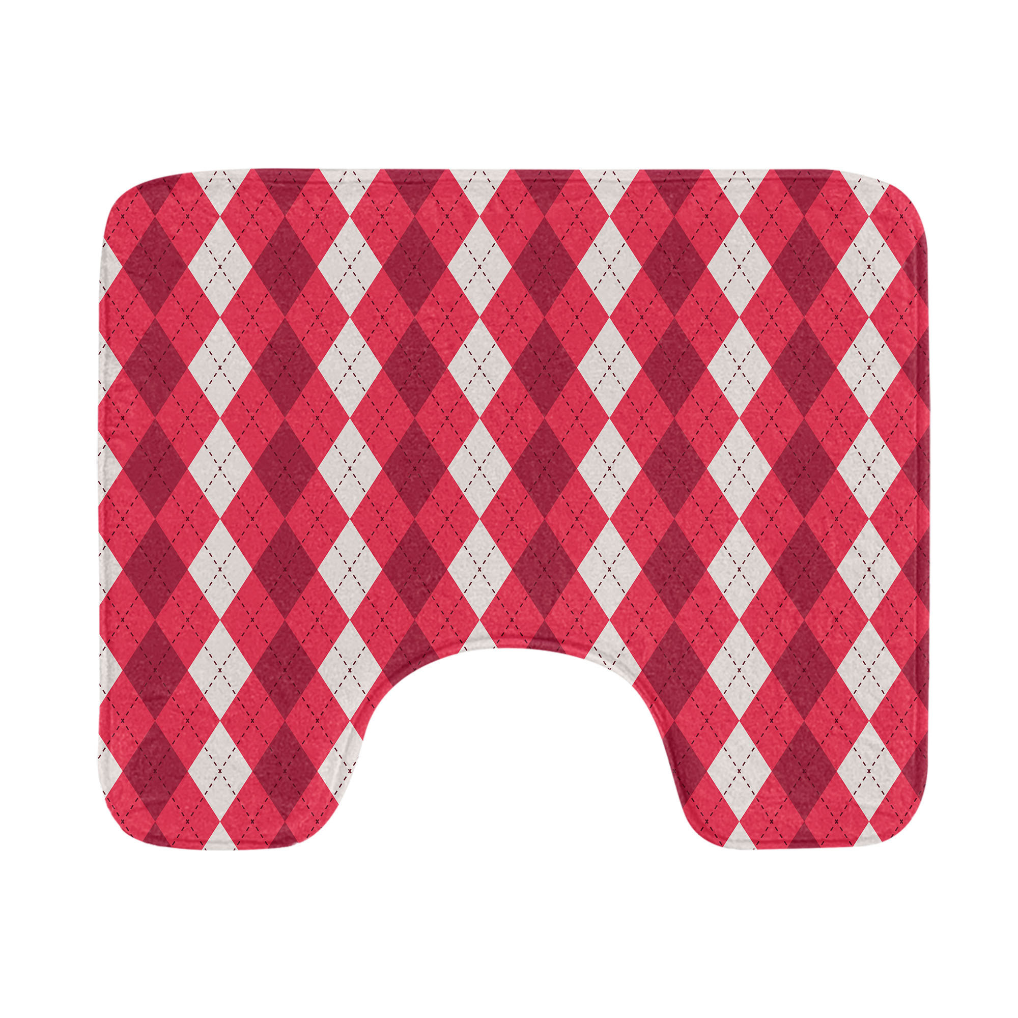 East Urban Home Argyle Toilet Mat U-Shape Bathroom Rug 20" Pearl ...