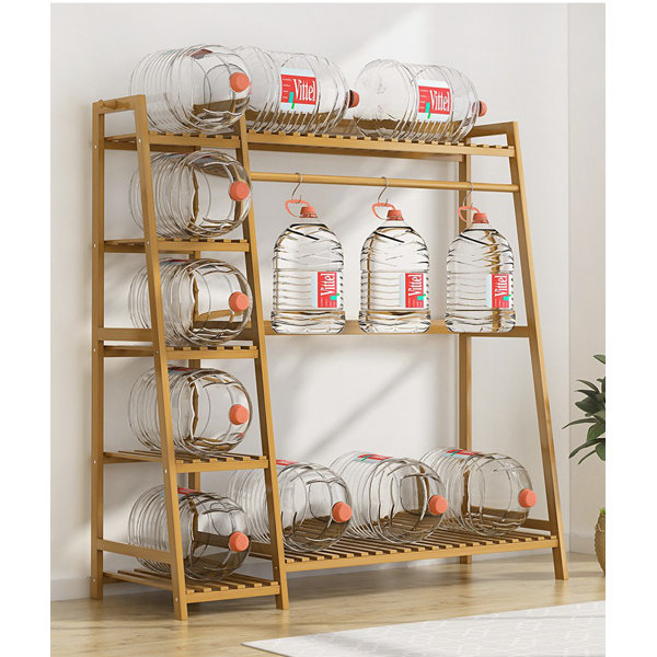 Rebrilliant Bamboo Deluxe Clothing Shelf with Hanging Rods and Storage ...